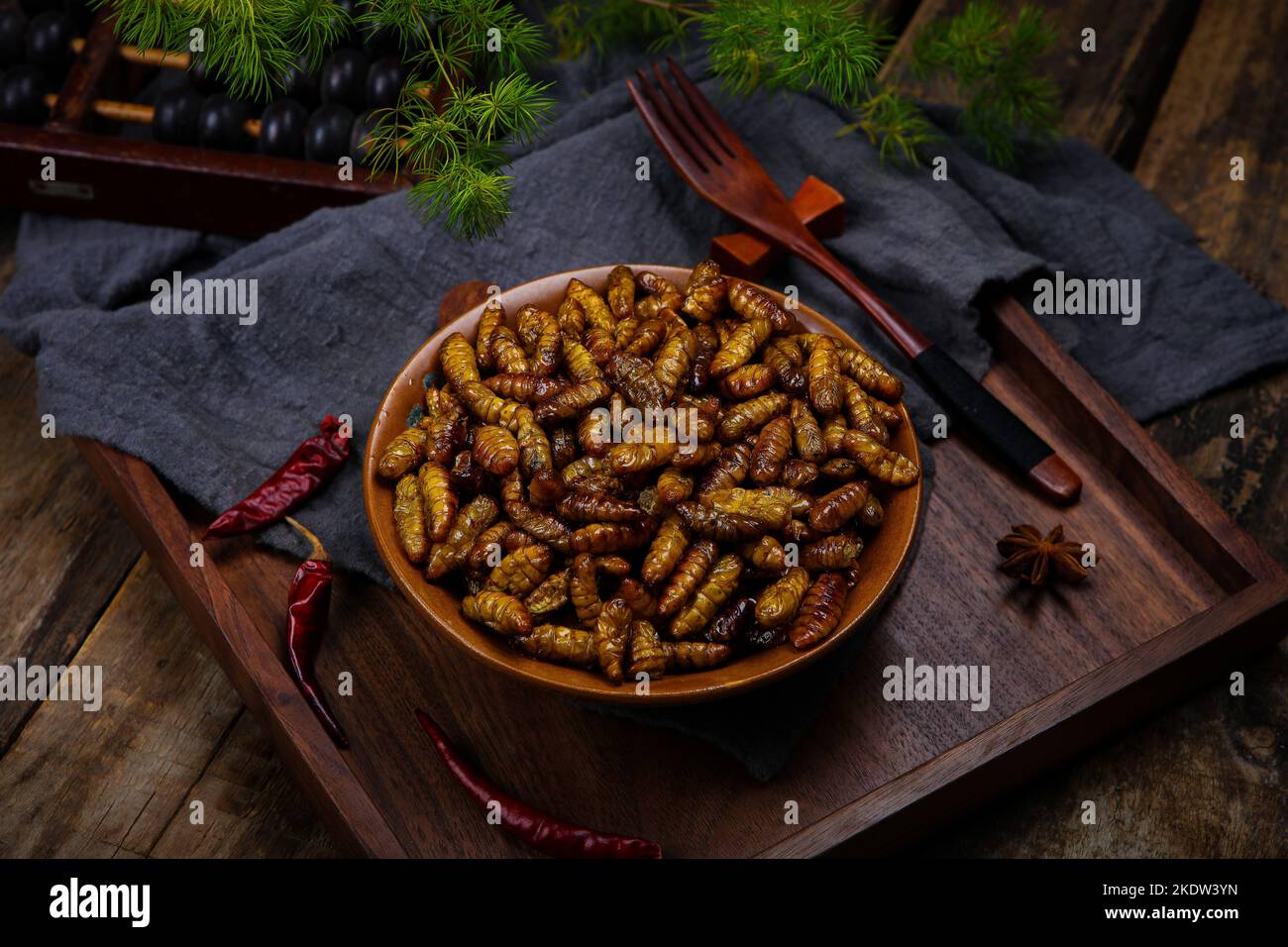Deep fried silkworm hi-res stock photography and images - Alamy