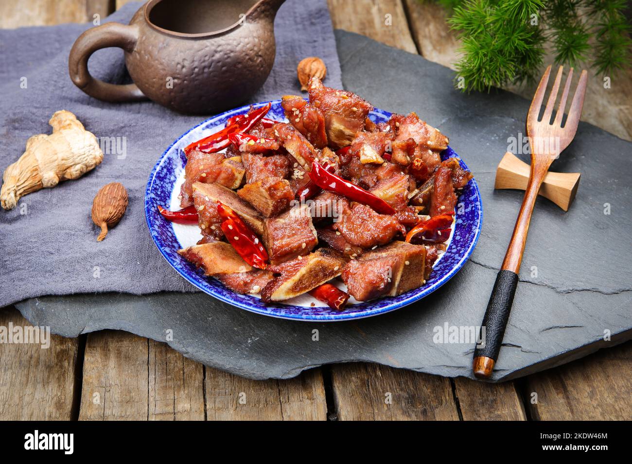 Fried pork chops grain Stock Photo - Alamy
