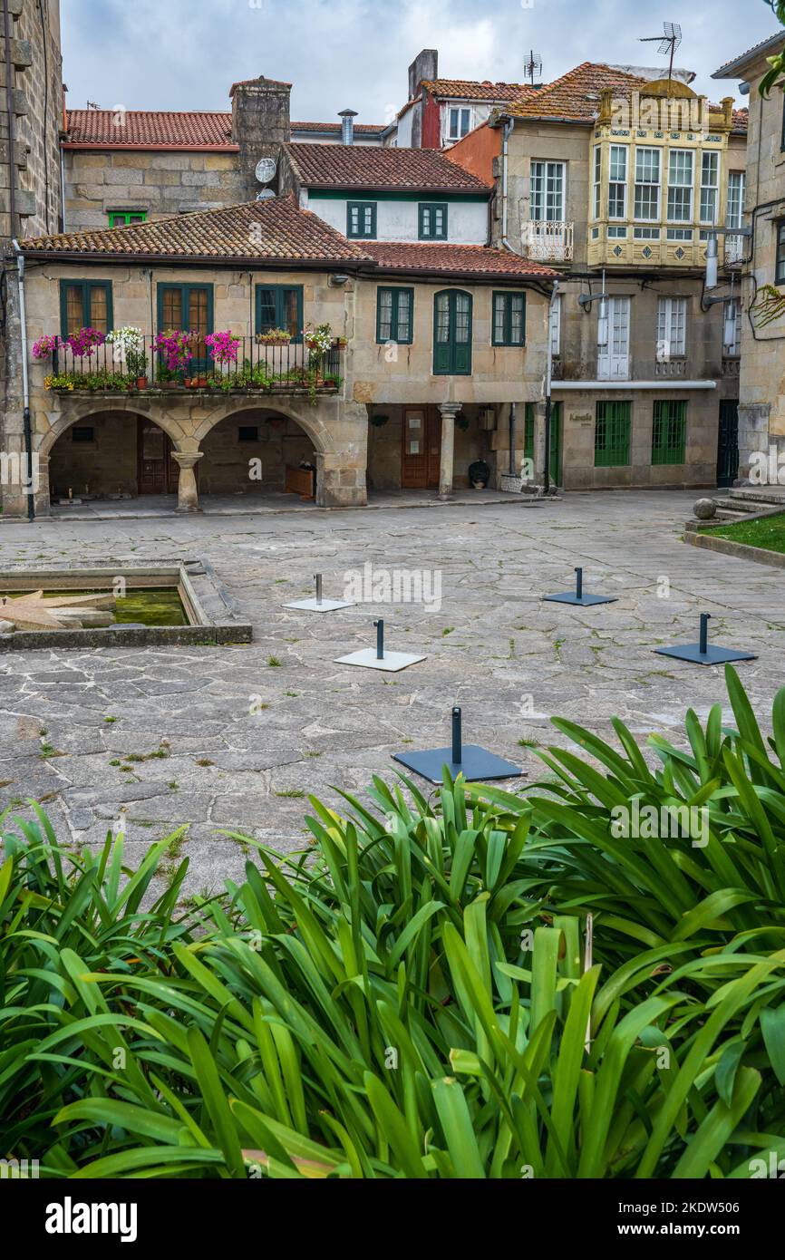 Pontevedra, Galicia, Spain, October 9, 2022. Square in the city of ...