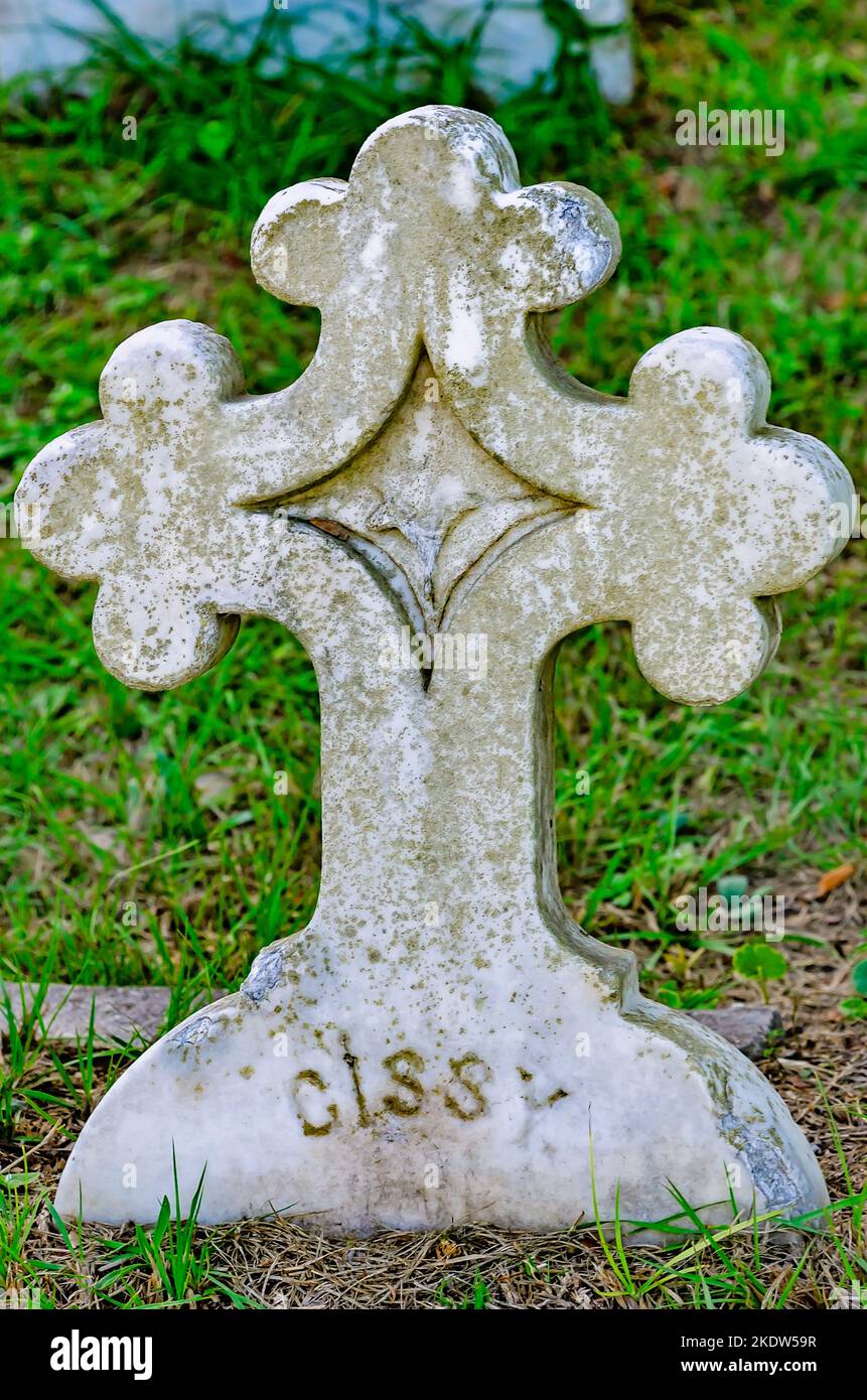 A child’s headstone is pictured at Old Biloxi Cemetery, Nov. 6, 2022 ...