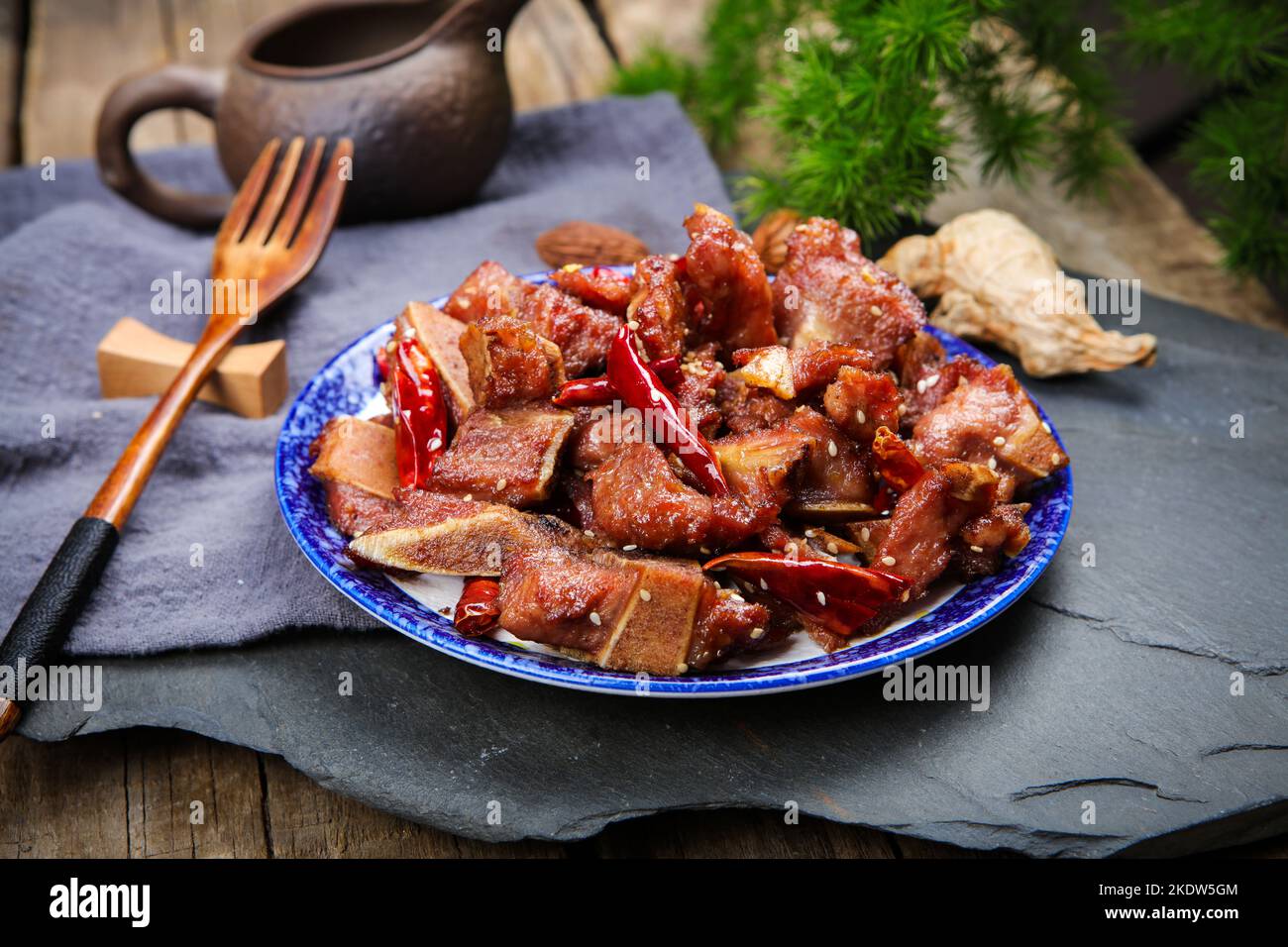 Fried pork chops grain Stock Photo - Alamy
