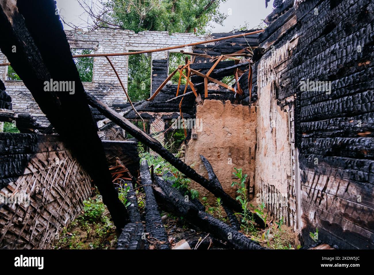 Burned building Fire or war consequences concept Stock Photo - Alamy
