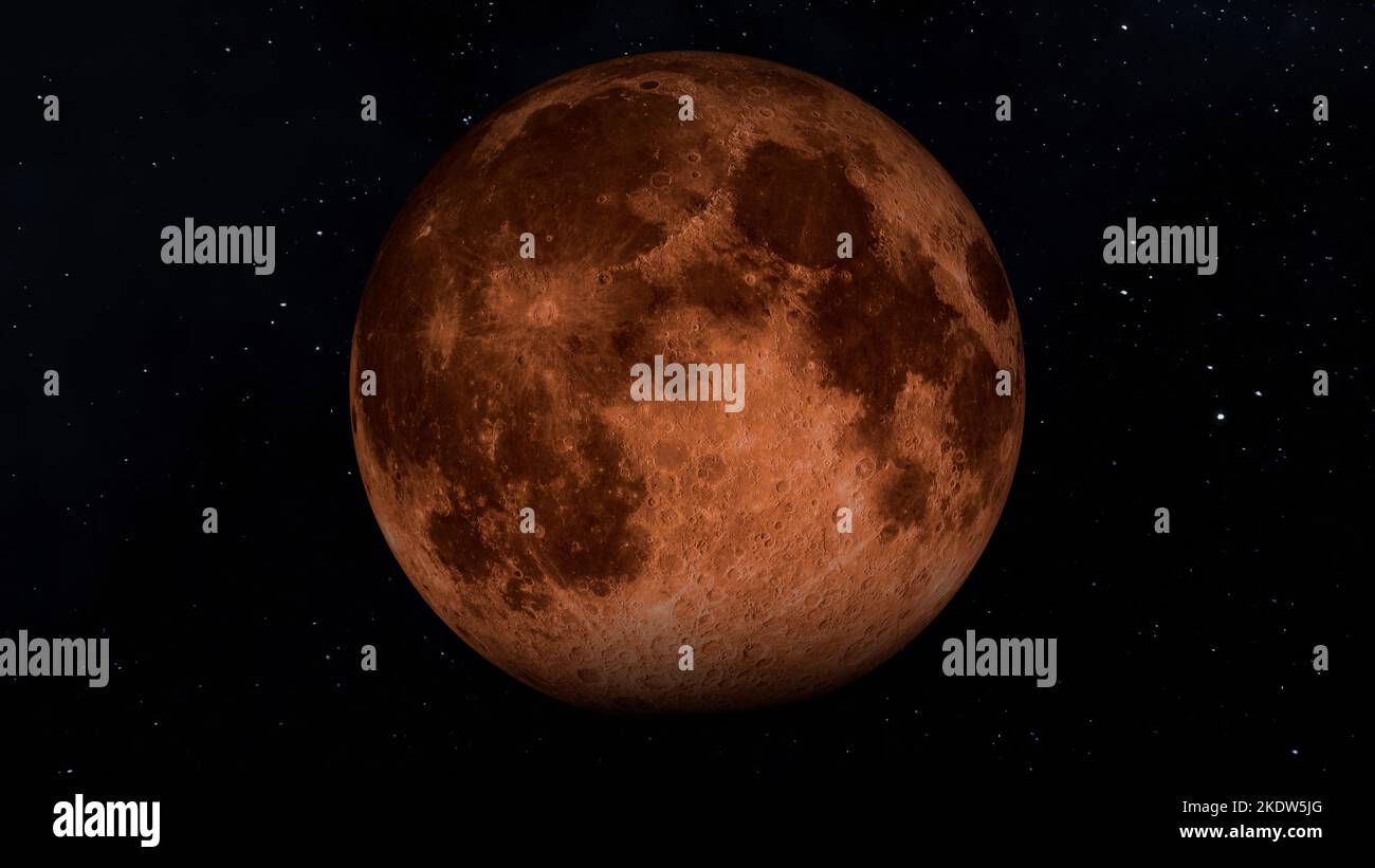 Full lunar eclipse or "blood moon" on the starry sky background Stock ...