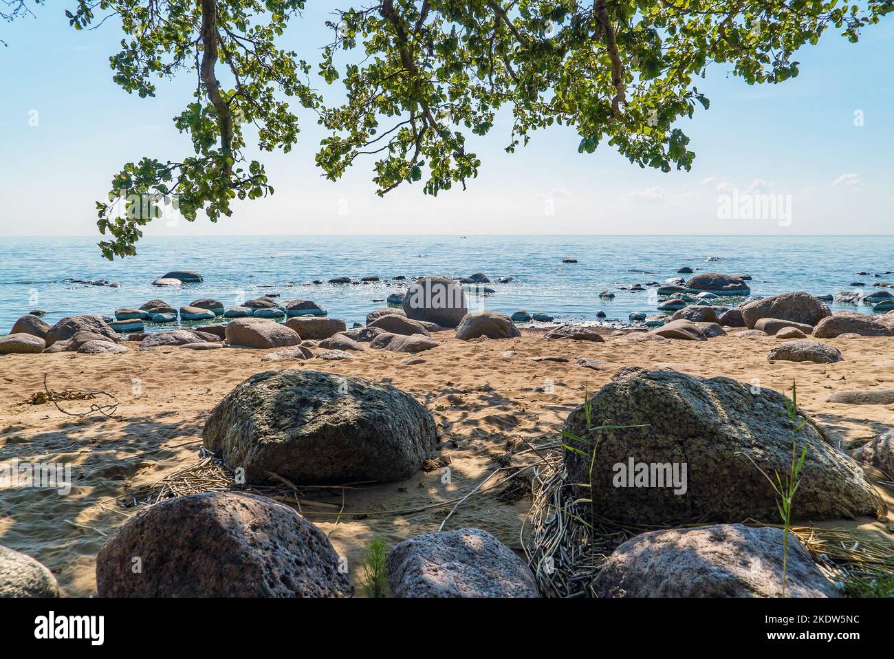 The stone shore of the Gulf of Finland near Zelenograd.St. Petersburg ...