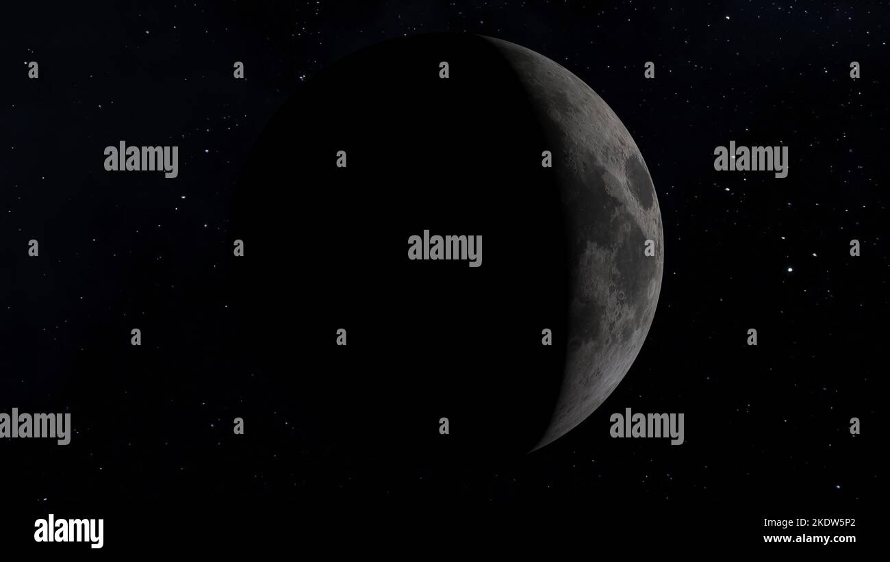Moon phases. Bright moon in the black sky Stock Photo - Alamy