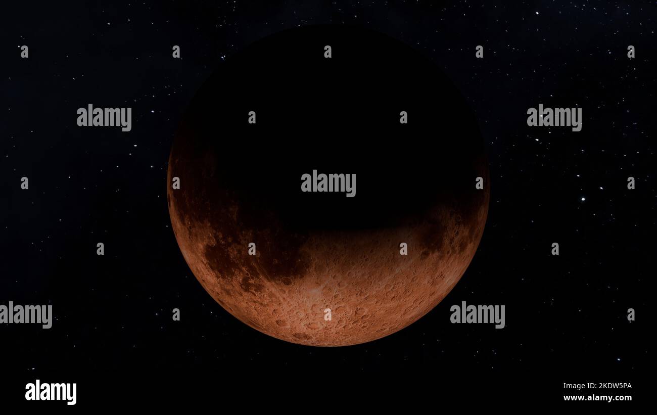 Full lunar eclipse or "blood moon" on the starry sky background Stock ...
