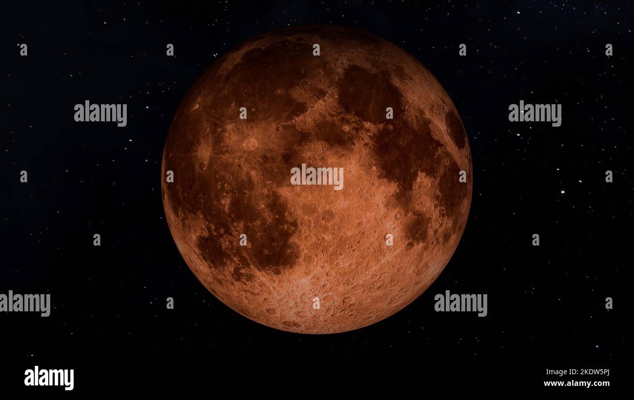 Full lunar eclipse or "blood moon" on the starry sky background Stock ...