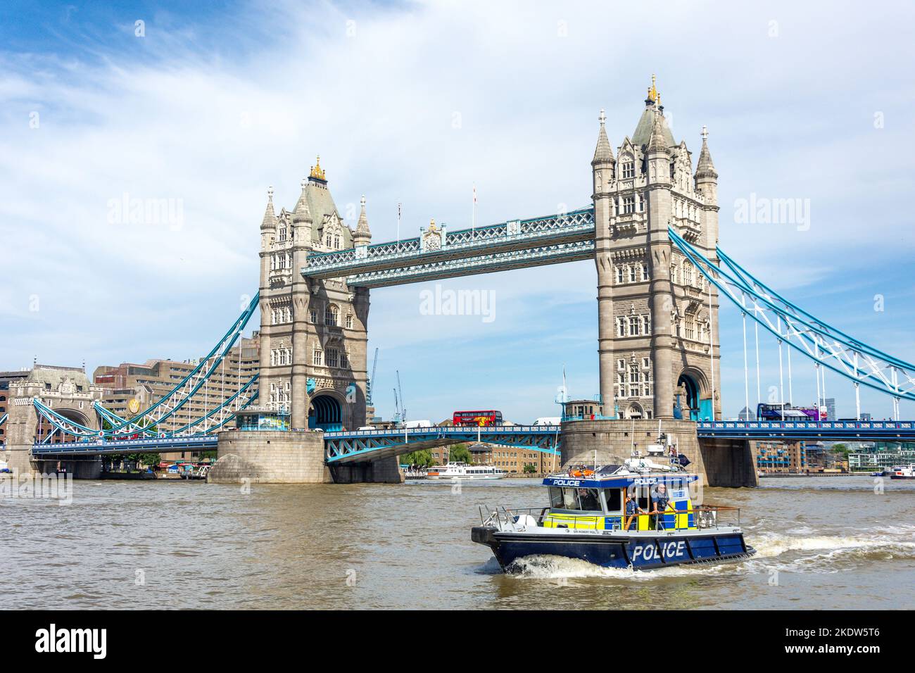 Police launch passing Tower Bridge The Queen's Walk, Southwark, The ...