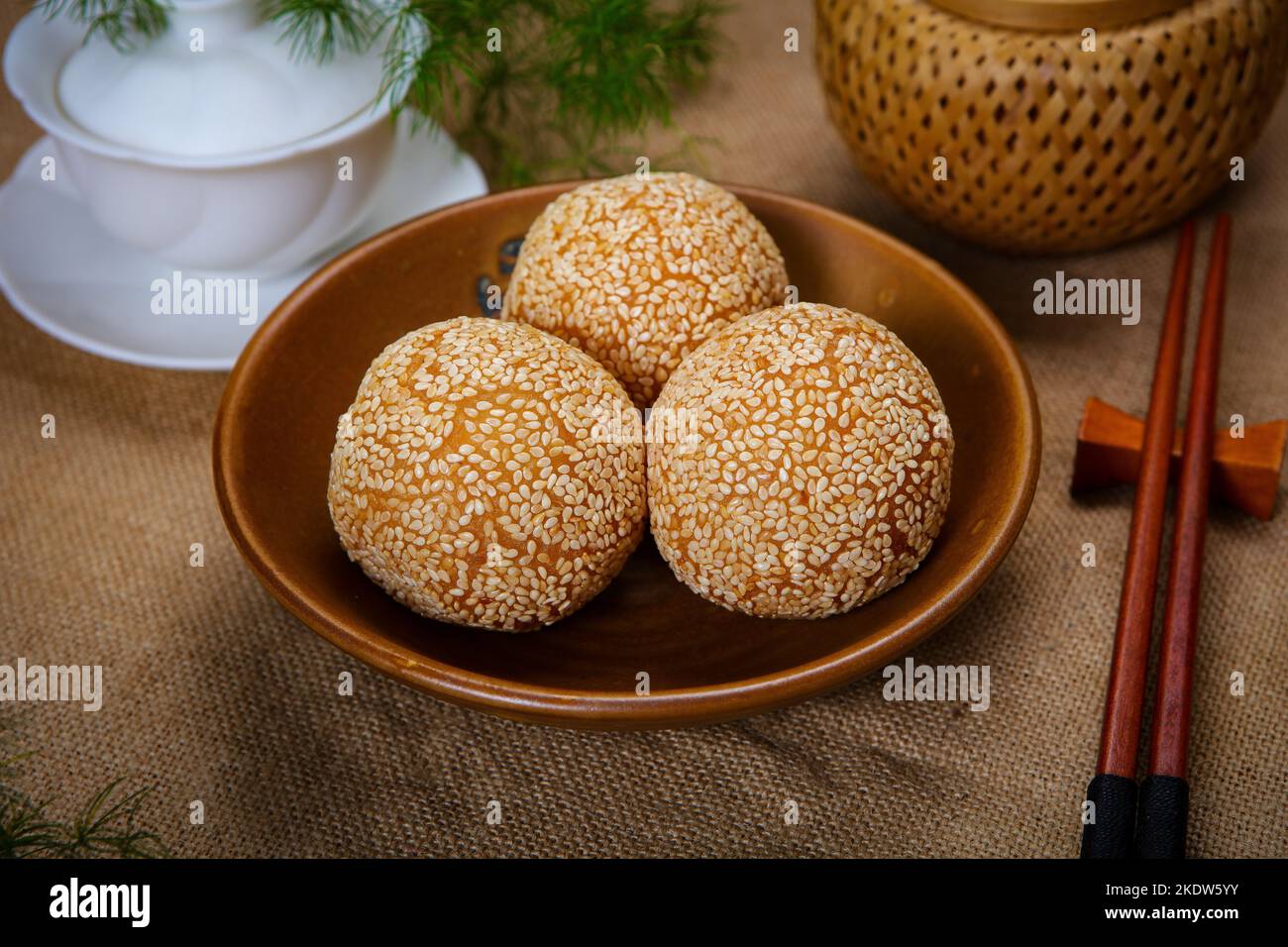 Three sesame balls Stock Photo - Alamy