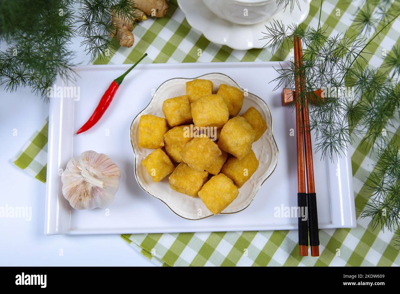 A small amount of oil bean curd Stock Photo - Alamy