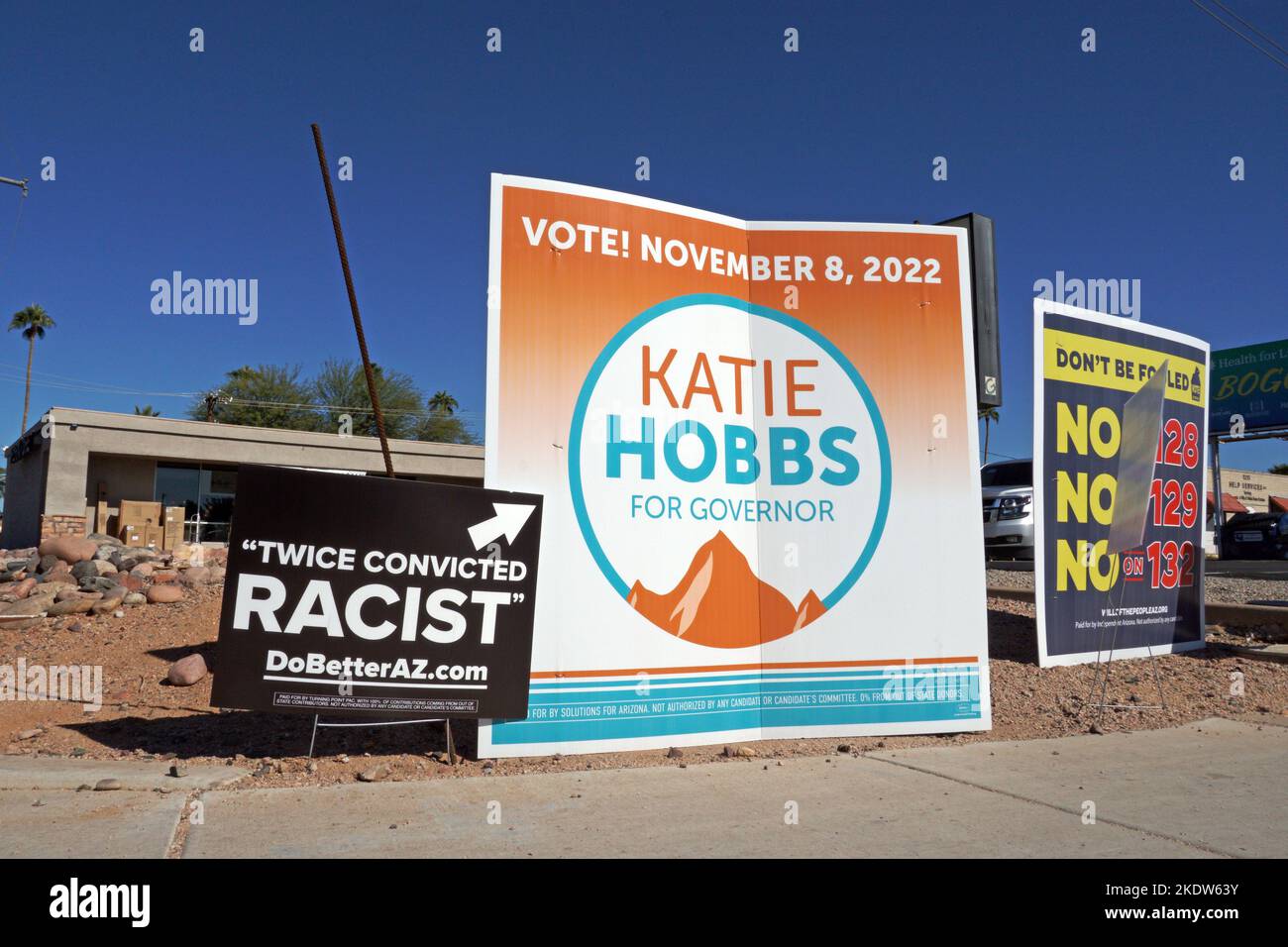Dirty tricks voting sign in Maricopa County, Arizona, USA. November 8 ...