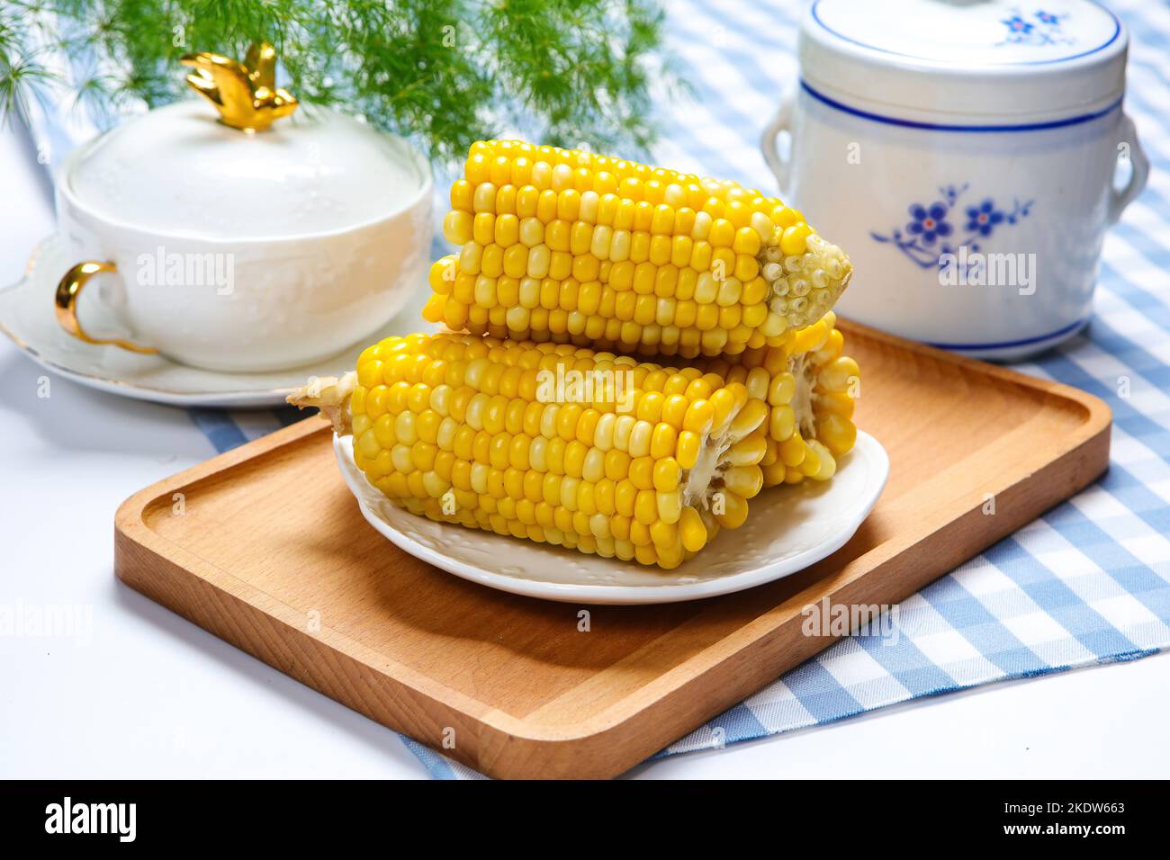 A small amount of steamed corn Stock Photo - Alamy