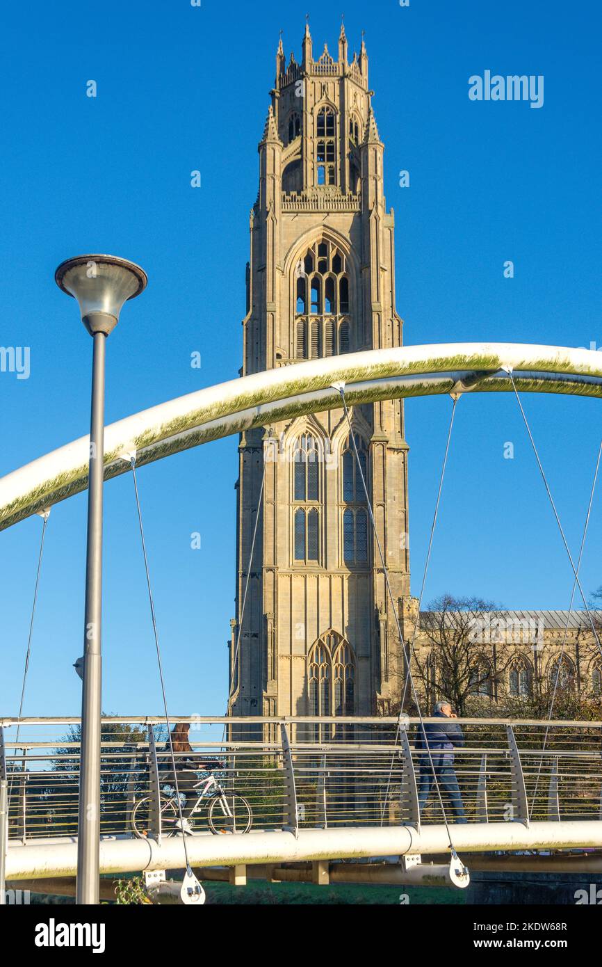 St botolphs church tower the stump and pedestrian bridge across hi-res ...