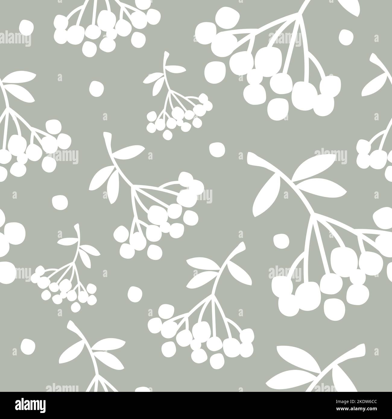 Seamless pattern with white berries. Silhouette berry branches Stock ...