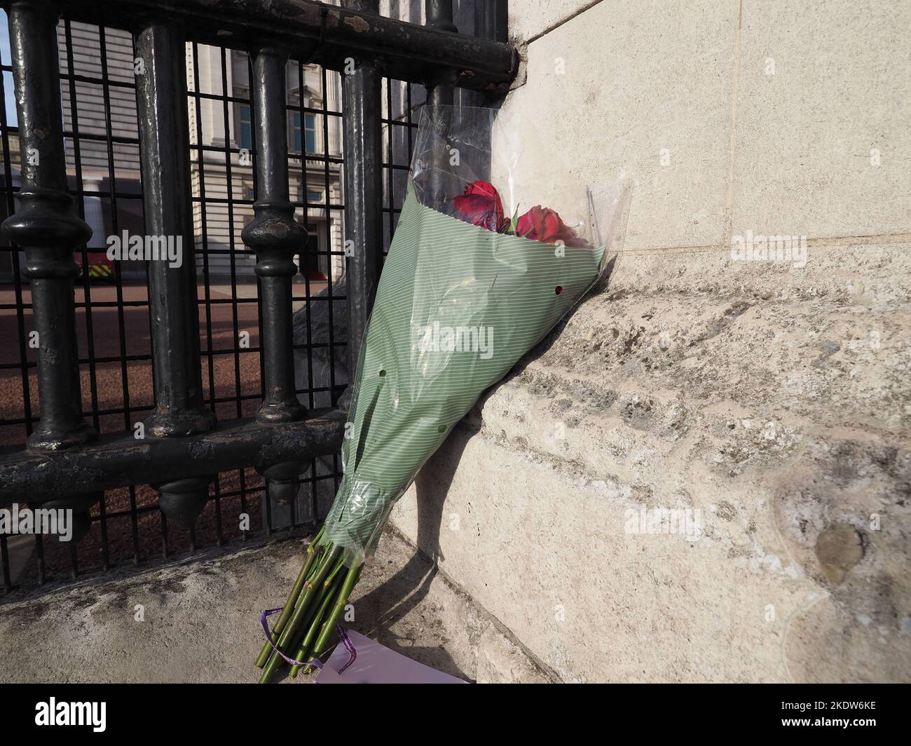 LONDON, UK - CIRCA OCTOBER 2022: Red roses for Her Majesty Queen ...