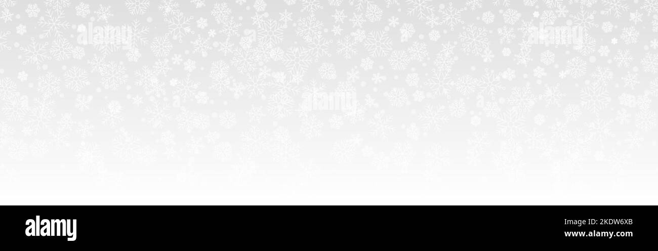 Christmas background. White snowflakes on silver wallpaper. Winter ...