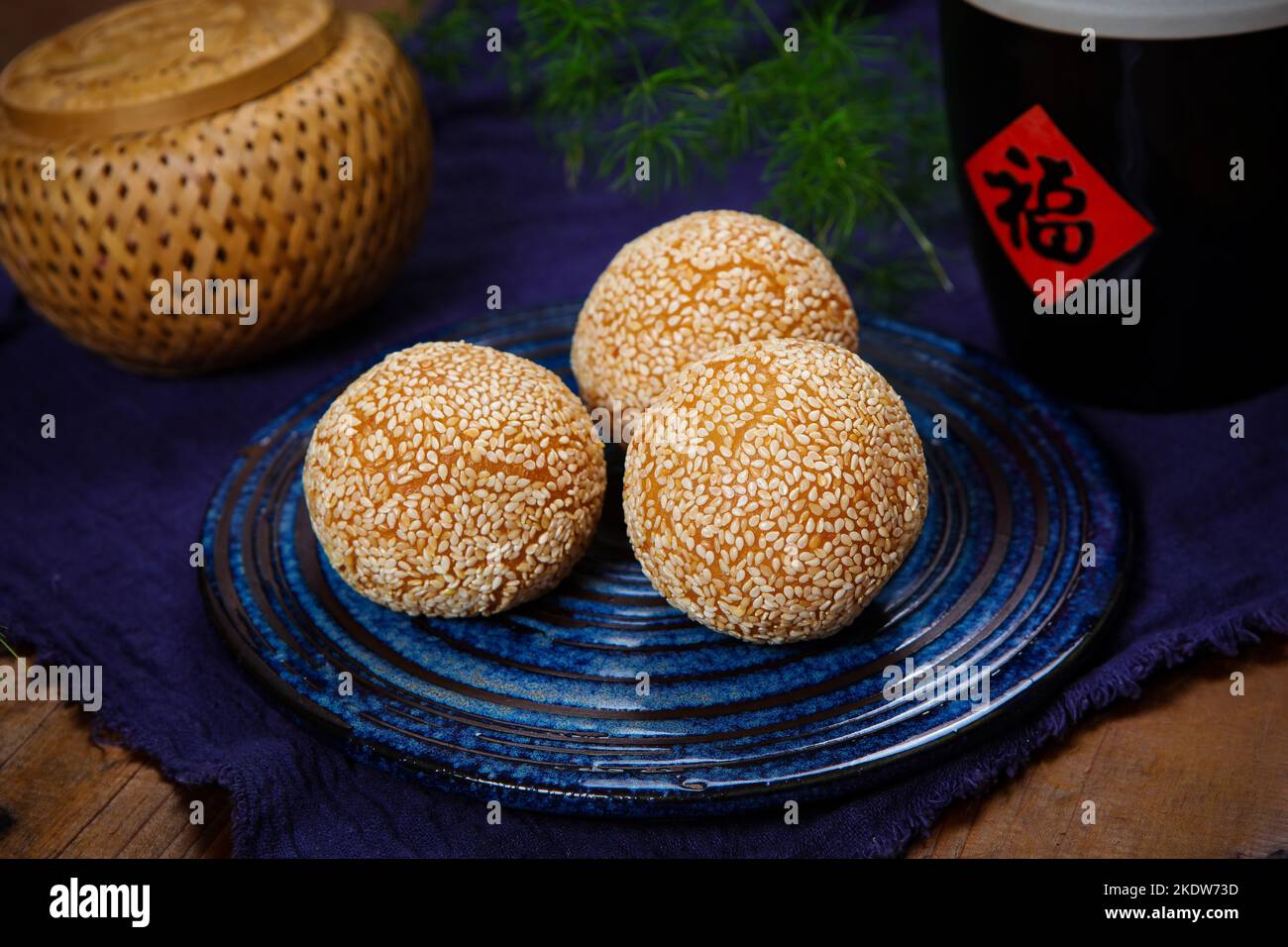 Three sesame balls Stock Photo - Alamy