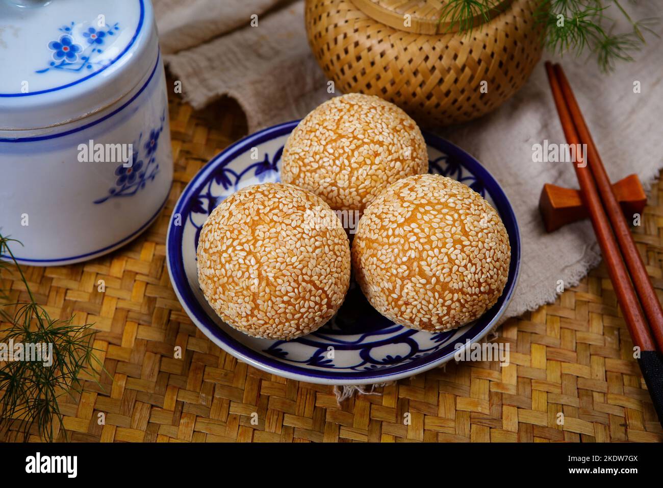 Three sesame balls Stock Photo - Alamy