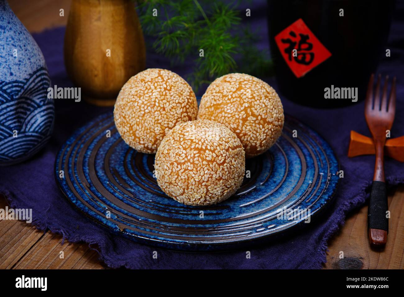 Three sesame balls Stock Photo - Alamy