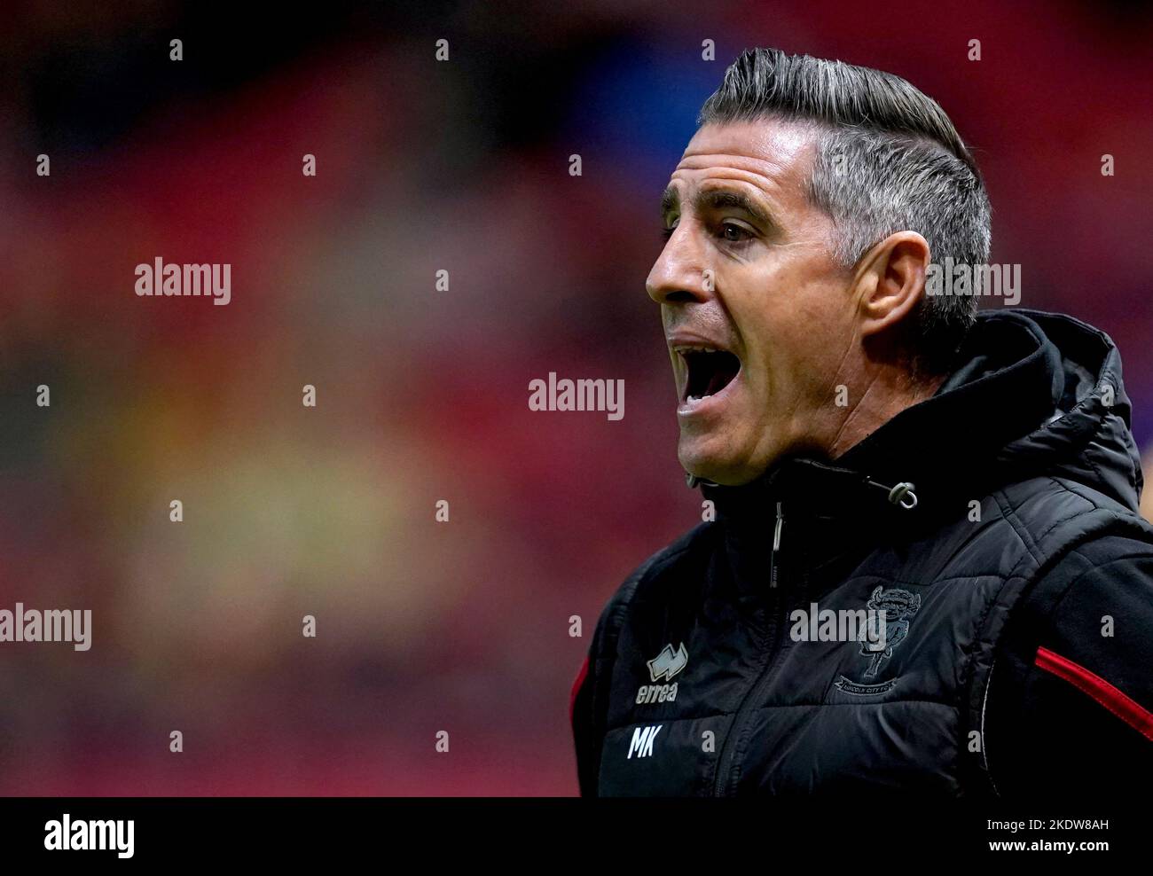 Lincoln City manager Mark Kennedy during the Carabao Cup third round ...