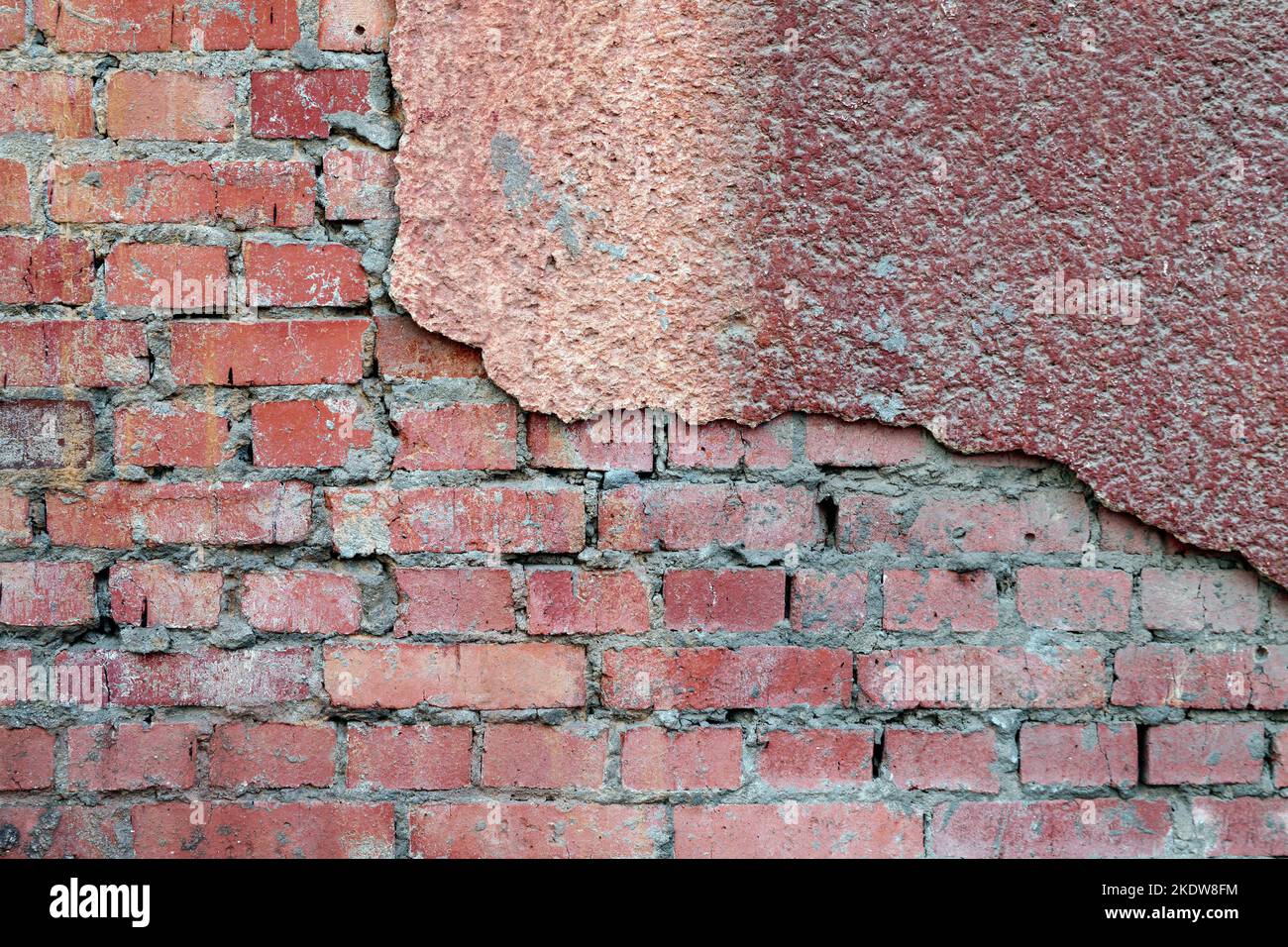Aged wall texture of brick building close up. Grunge background with ...