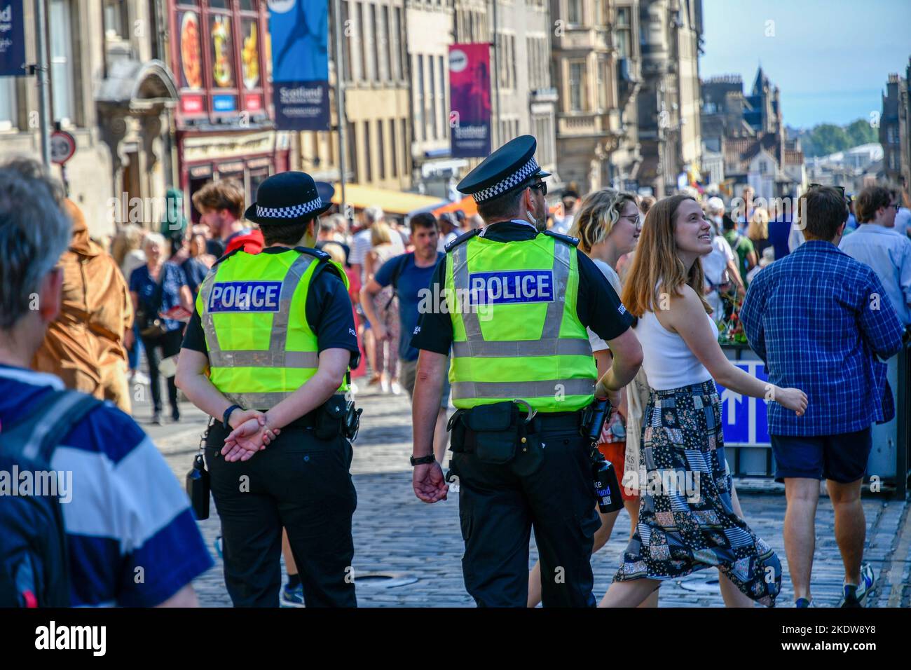 Police Scotland Male & Female Officers Patrolling The Royal Mile During ...