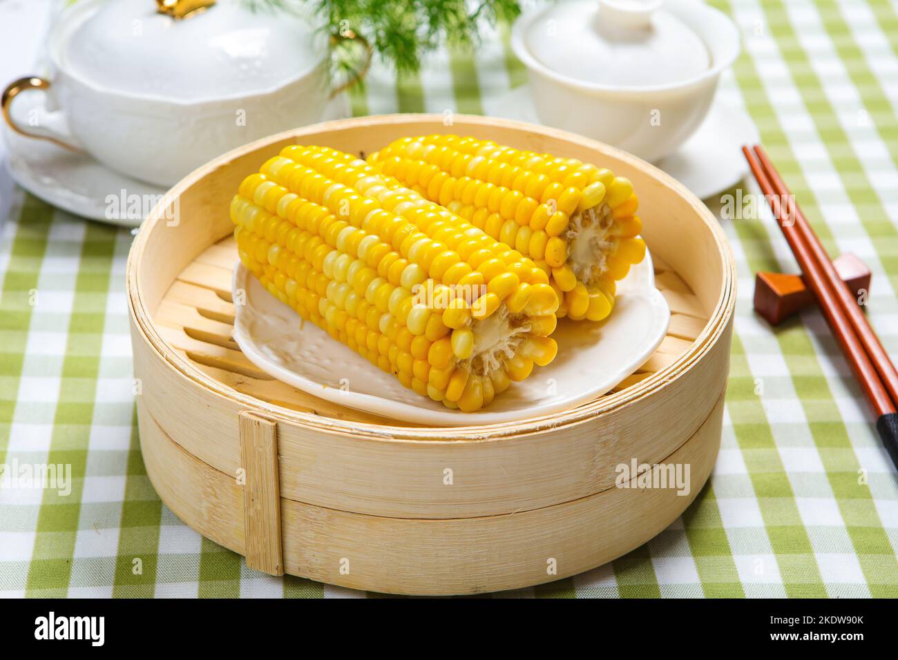 A small amount of steamed corn Stock Photo - Alamy