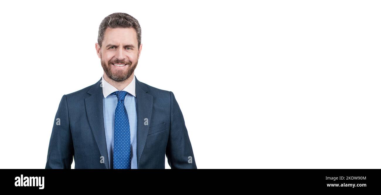 Happy business professional man smile in formal suit isolated on white ...