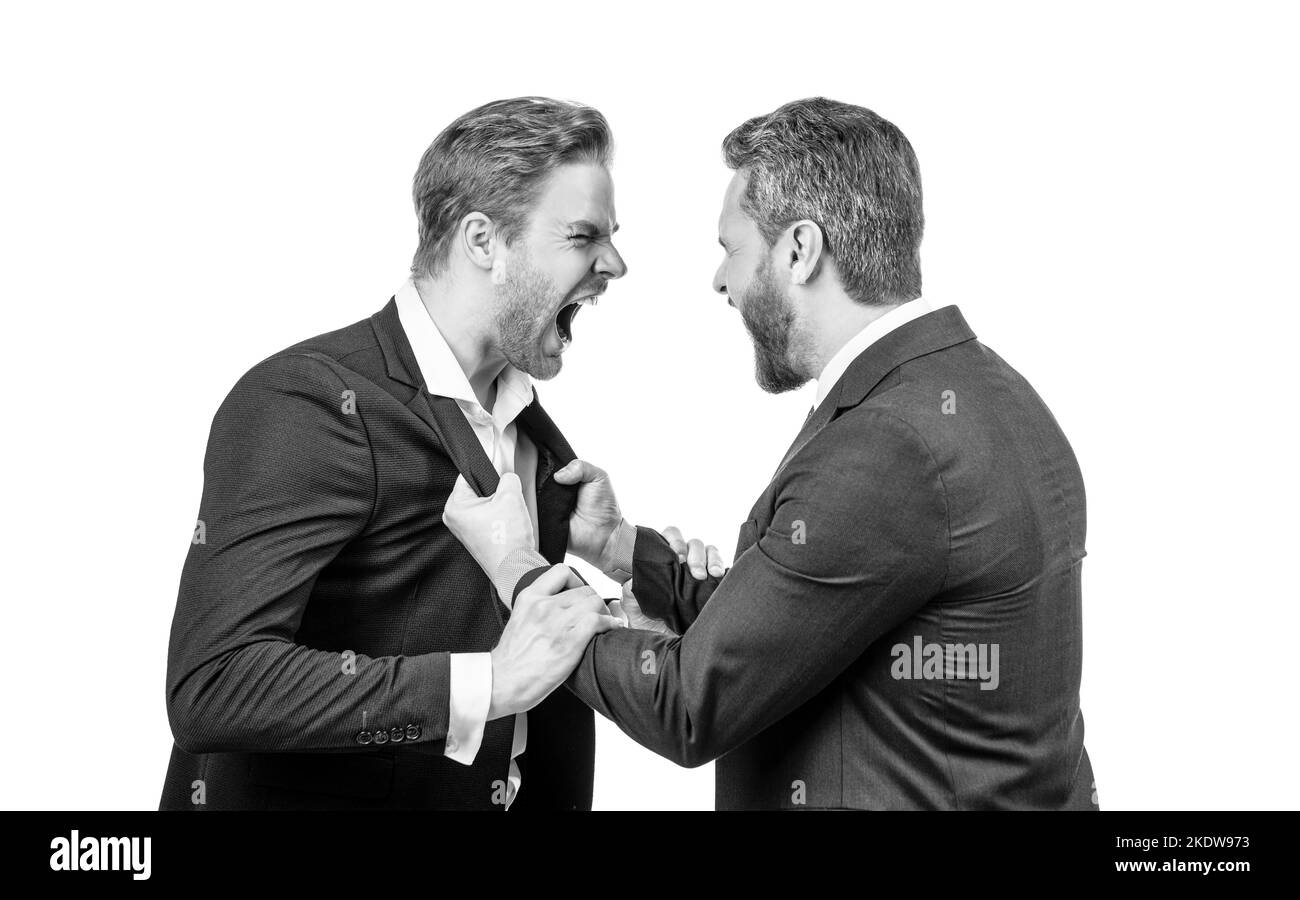 two colleagues have disagreement and conflict. businessmen face to face ...
