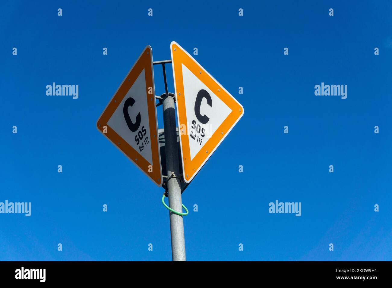 North Sea, Spiekeroog Island, beach, emergency sign, section C, to help ...