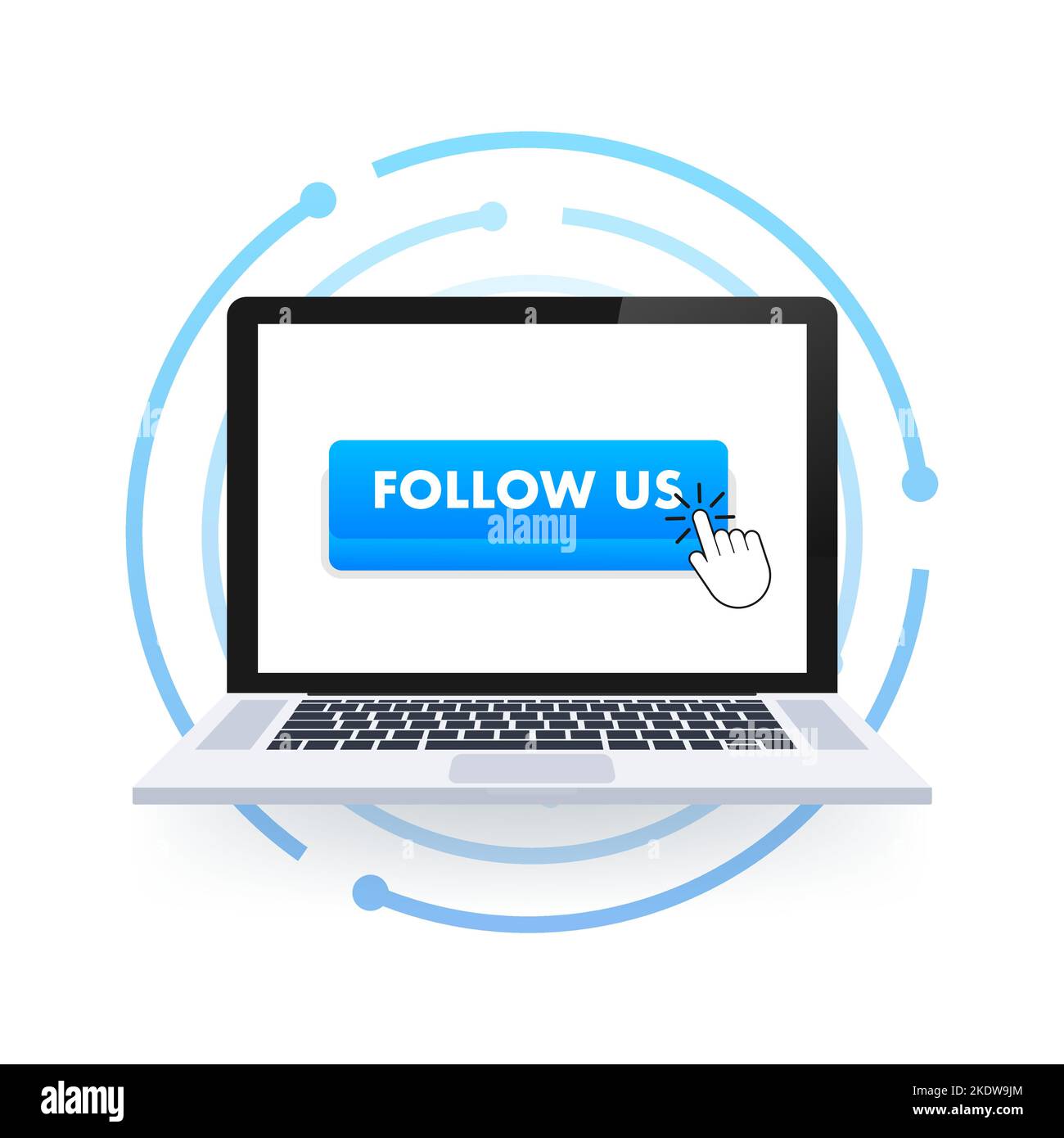Follow us. Hand click icon. Finger click icon. Vector stock ...