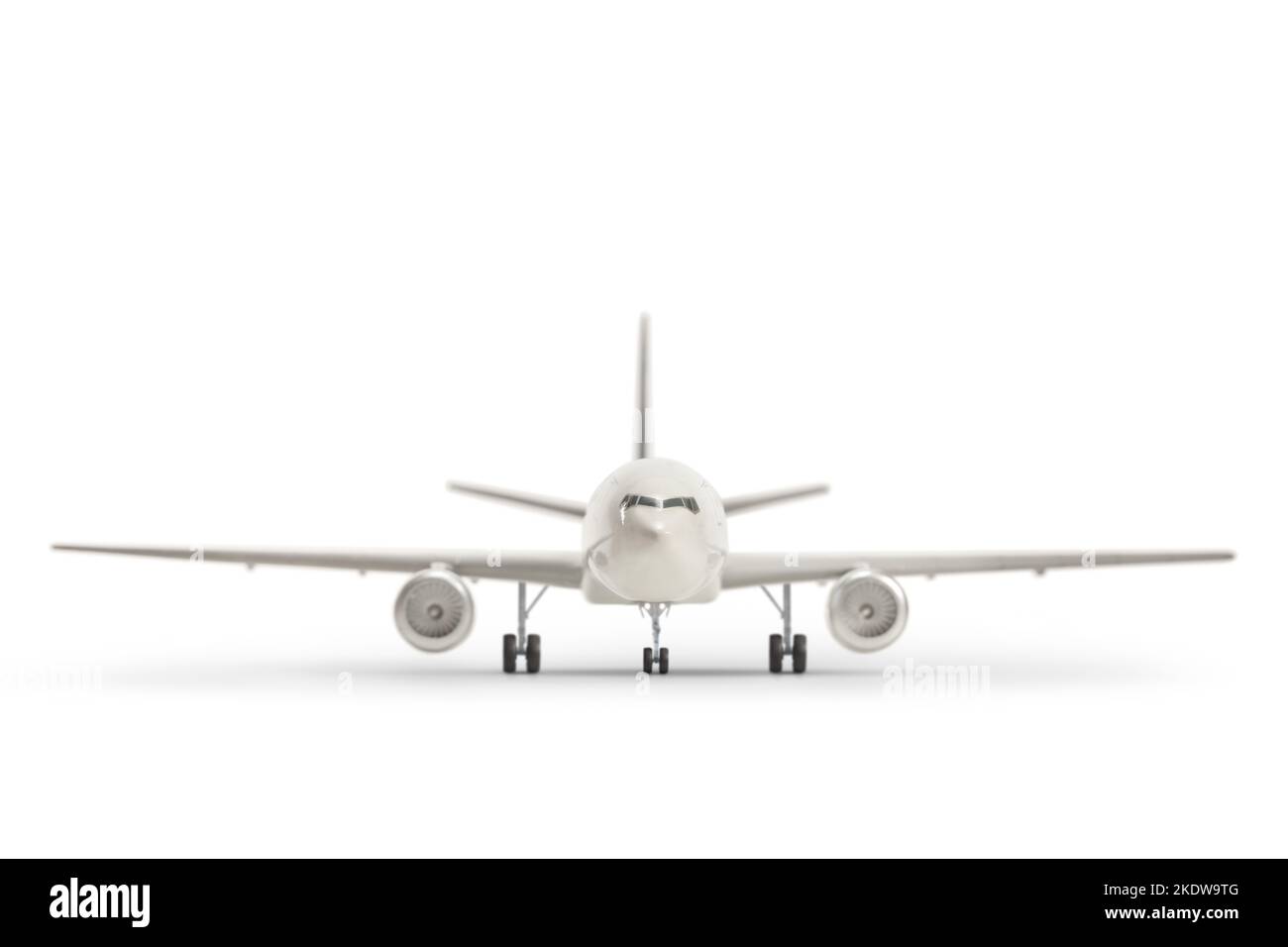 Front view studio shot of a white airplane isolated on white background ...
