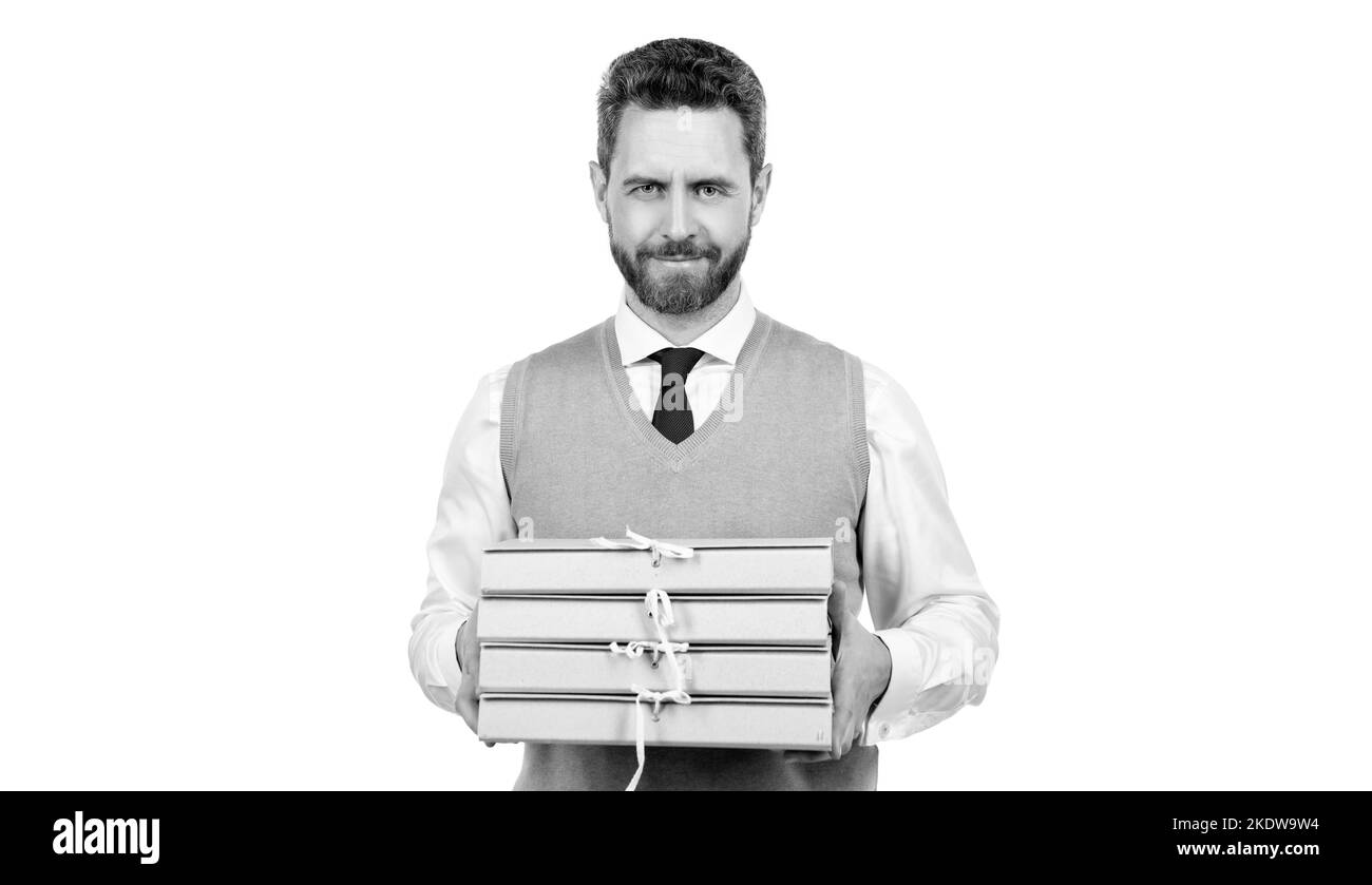 successful man preparing project. ceo with documents. mature boss with ...