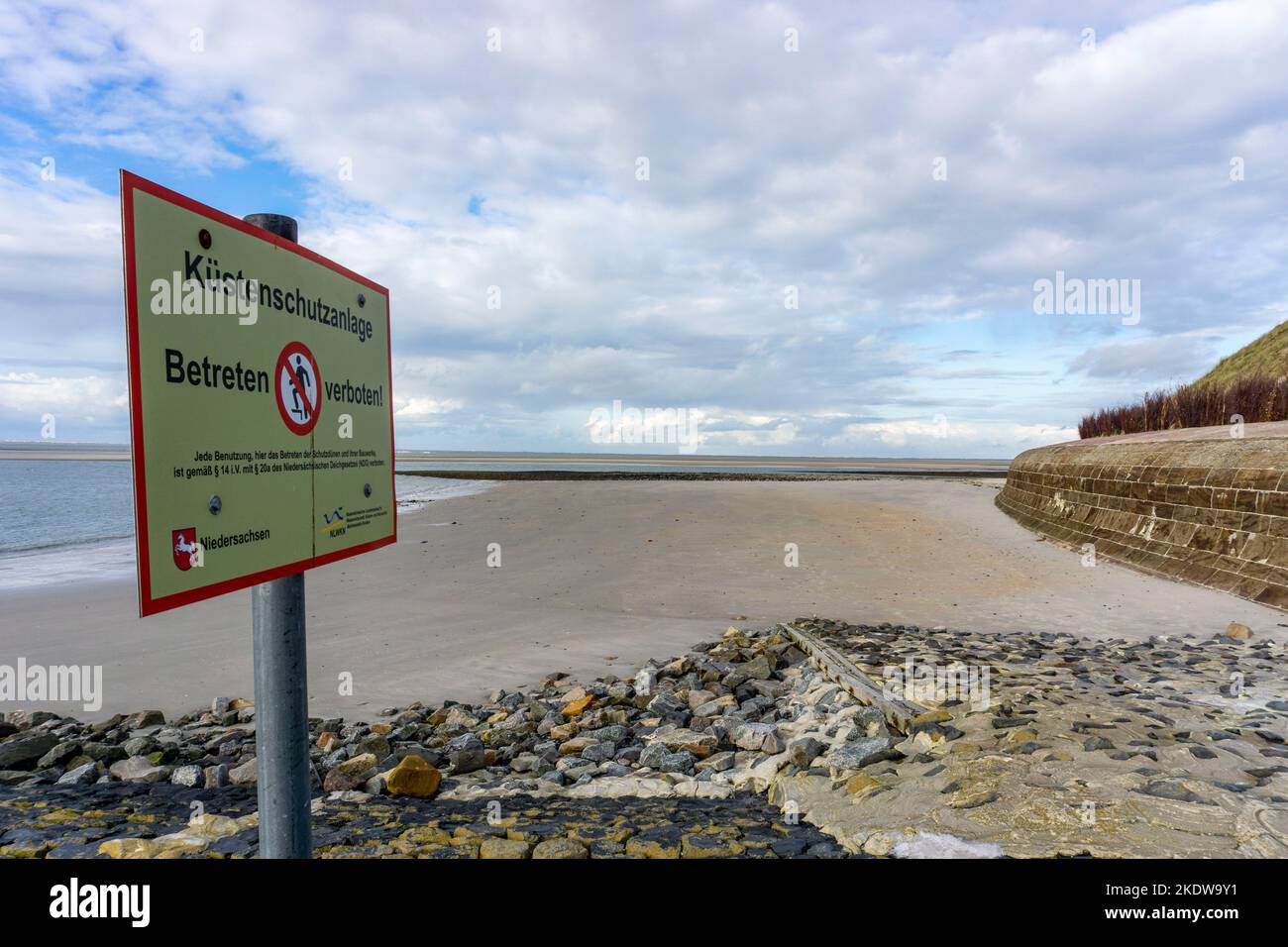 North Sea, Spiekeroog Island, autumn, coastal protection in the west of ...