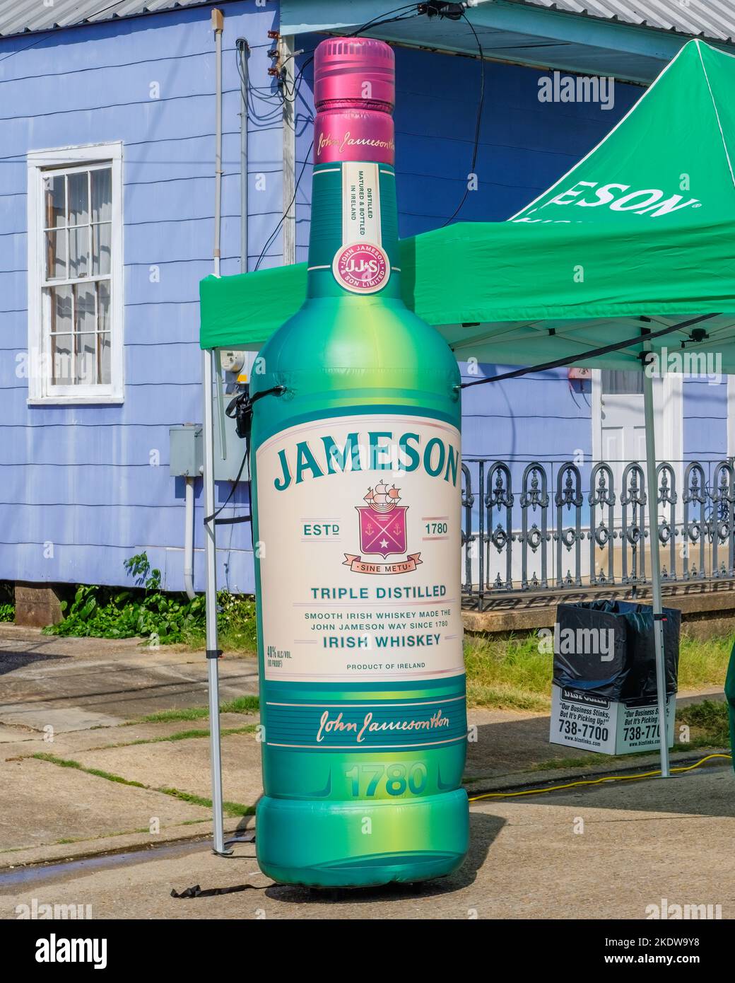 NEW ORLEANS, LA, USA - NOVEMBER 6, 2022: Large inflatable Jameson Irish Whiskey Bottle and ...