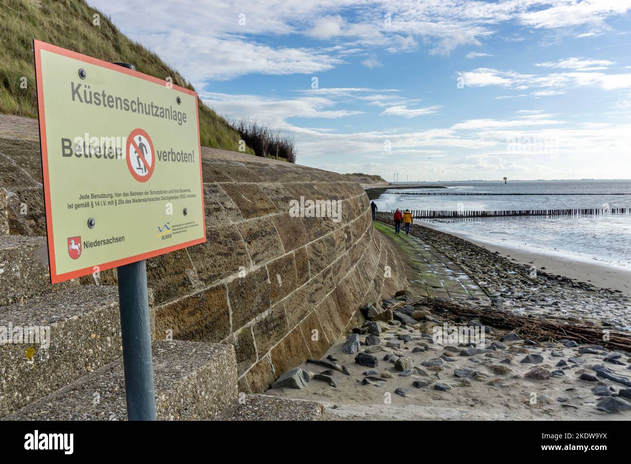 North Sea, Spiekeroog Island, autumn, coastal protection in the west of ...