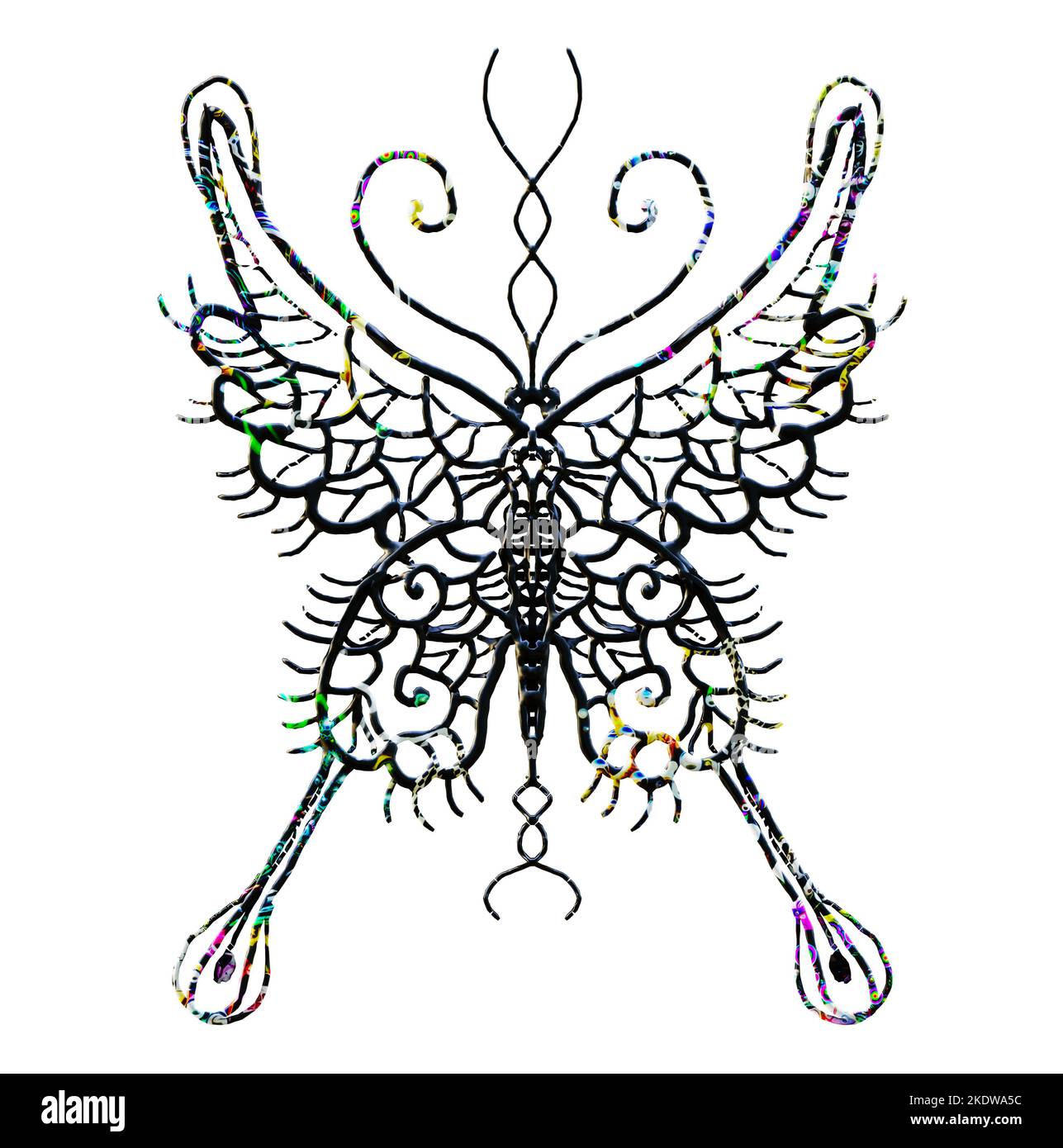 Abstract 3d contour decorative butterfly, 3d rendered Stock Photo - Alamy