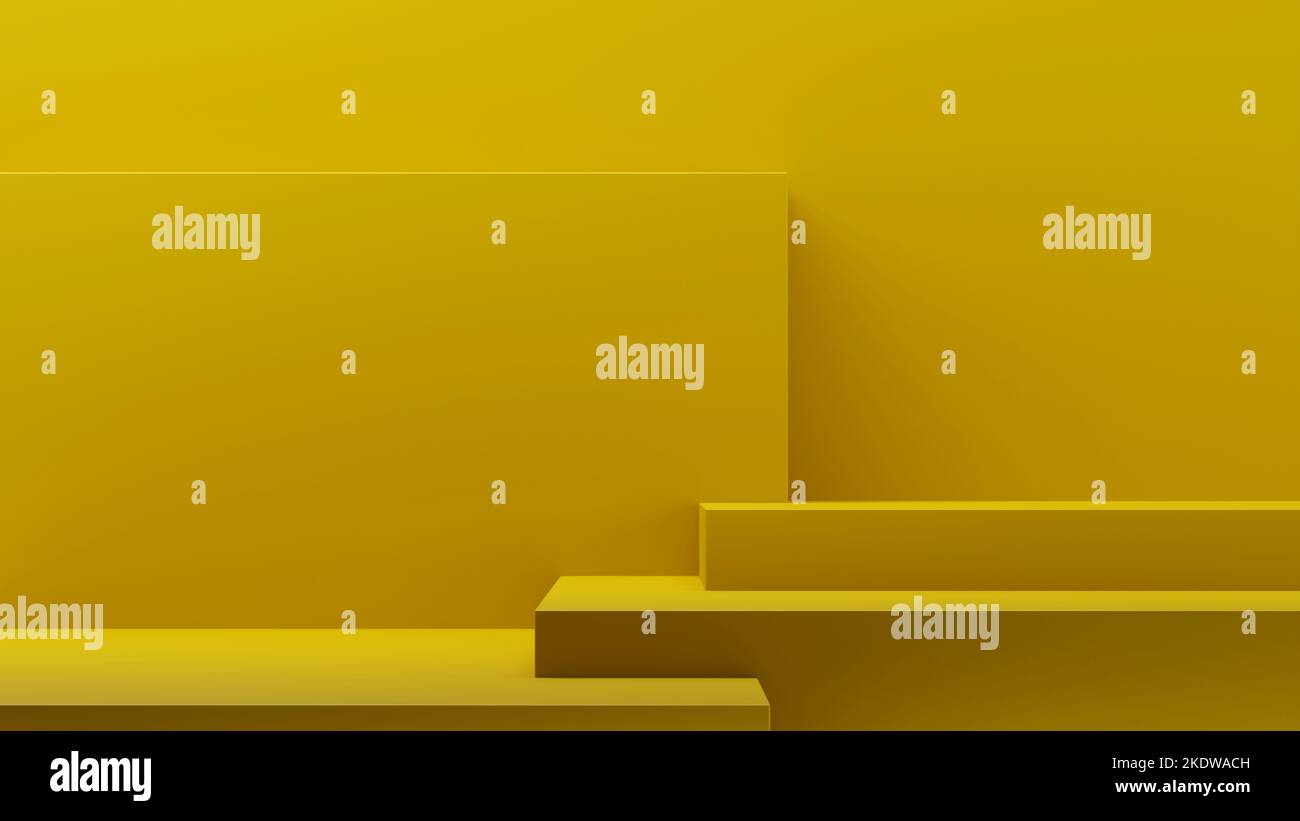 Yellow platform step shelf podium for product display and awards ...