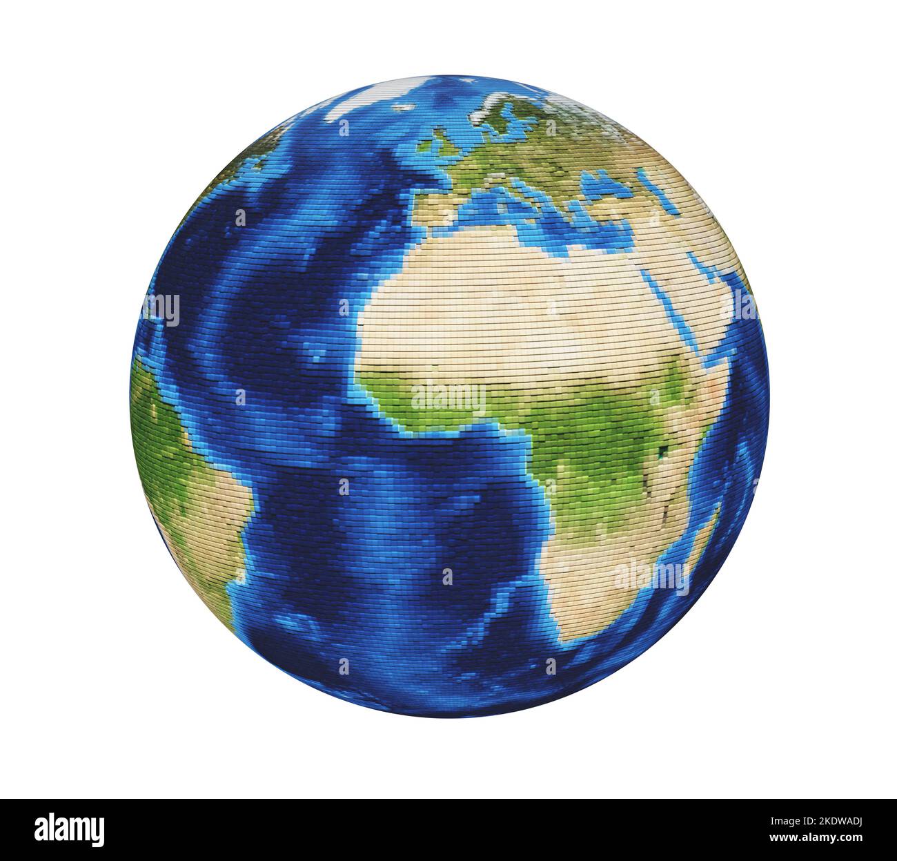 Abstract mosaic Earth globe isolated on a white background, 3d rendered ...