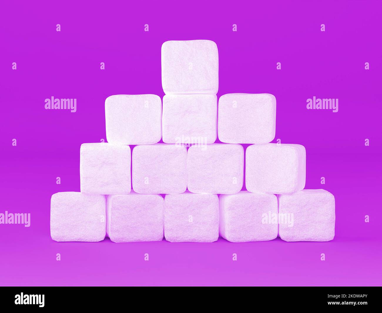 Pyramid of sugar cubes, pieces of sugar, 3d illustration Stock Photo ...