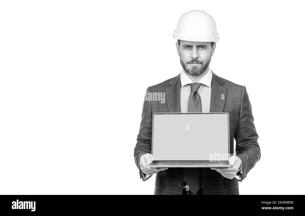 confident businessman man in suit and safety helmet showing green ...