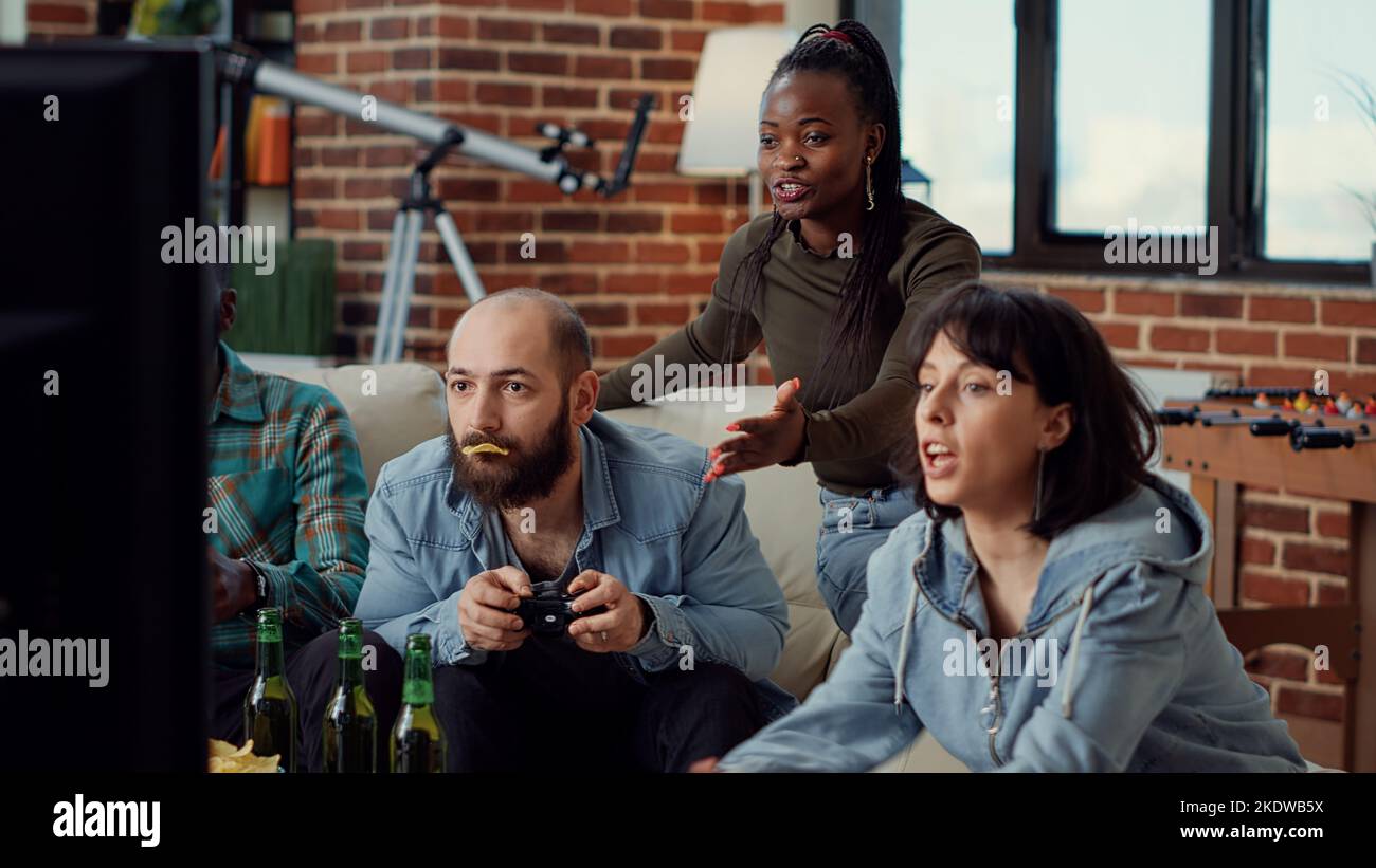 Angry people losing video games challenge on tv console, feeling ...