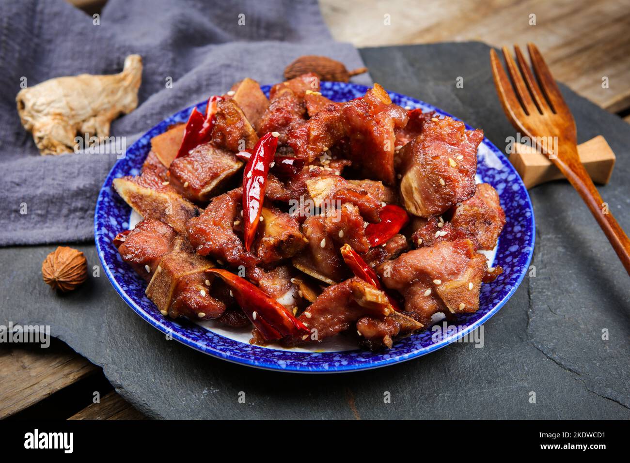 Fried pork chops grain Stock Photo - Alamy