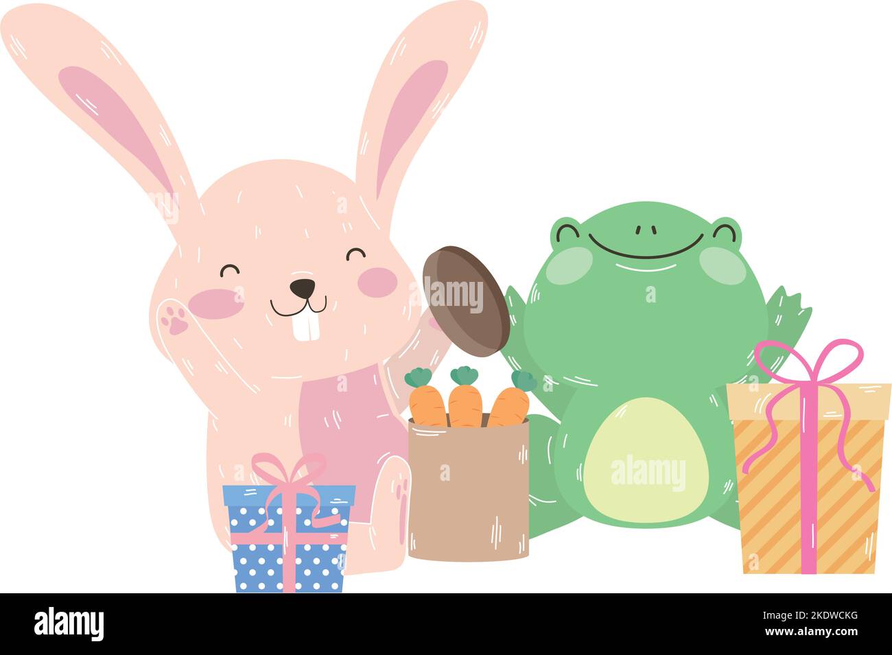 cute rabbit and toad animals characters Stock Vector Image & Art - Alamy