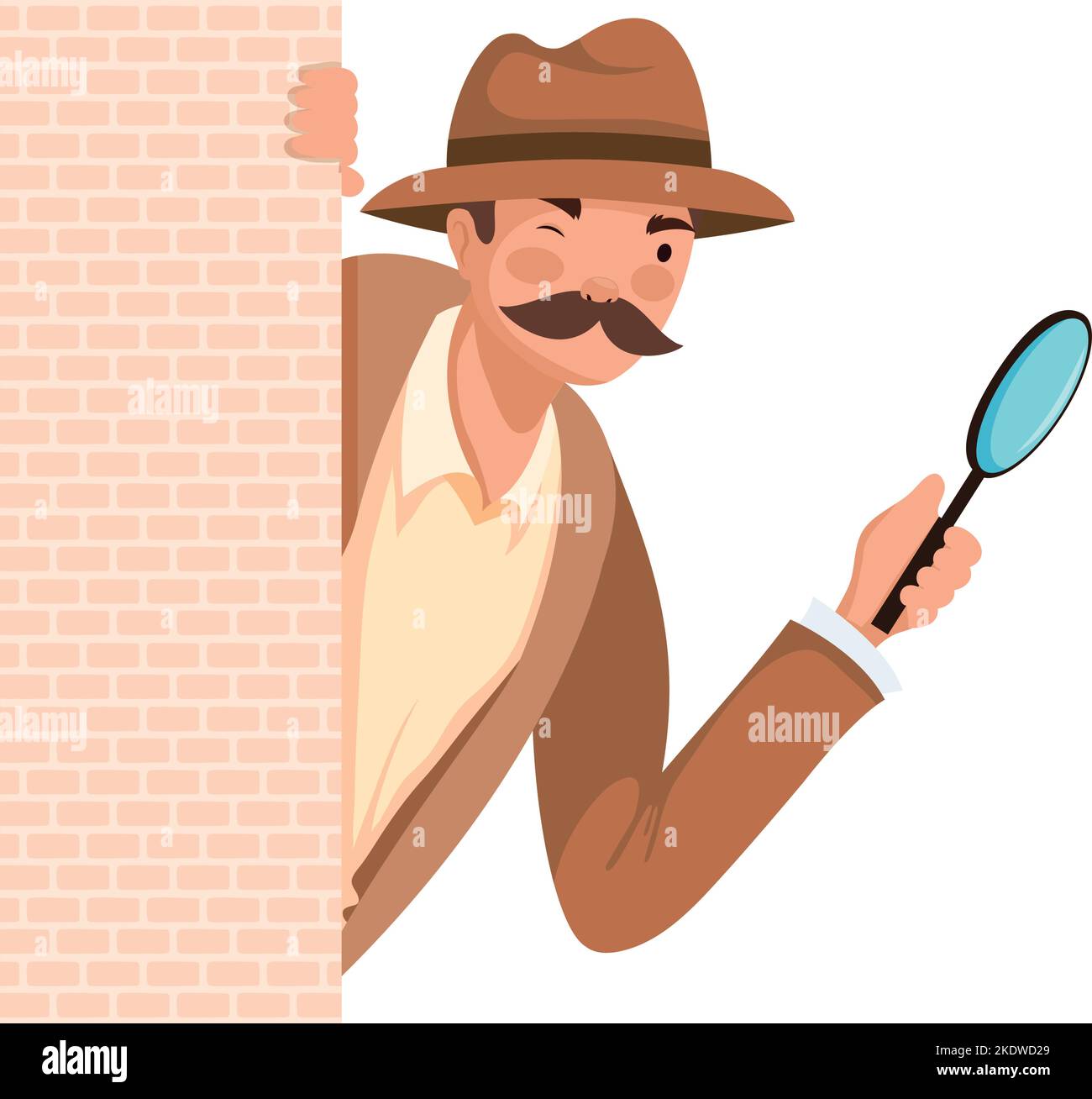 detective spying with magnifying glass character Stock Vector Image ...