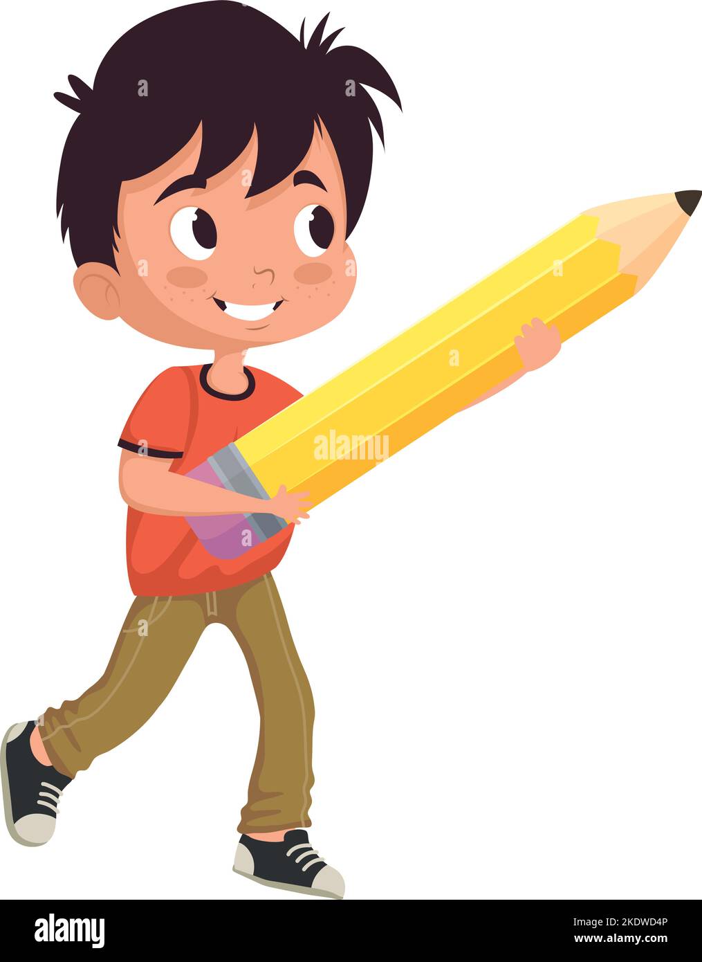 little schoolboy with pencil character Stock Vector Image & Art - Alamy