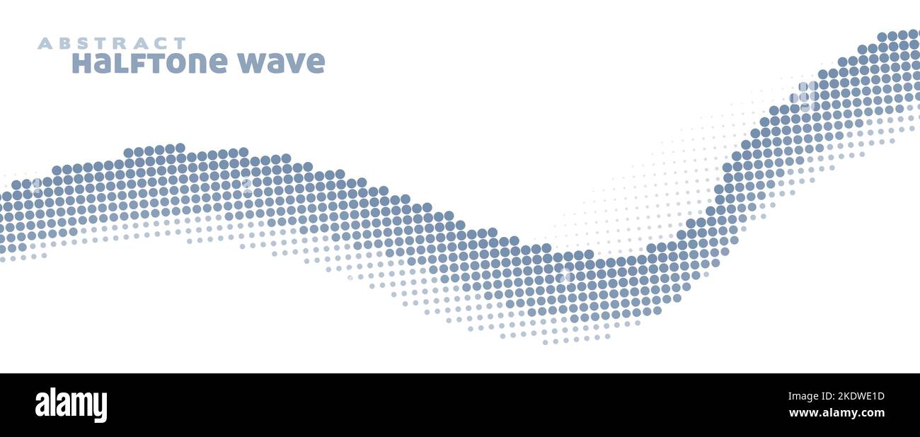 Abstract dotted bluish gray wave with halftone effect. Simple vector graphic pattern Stock ...