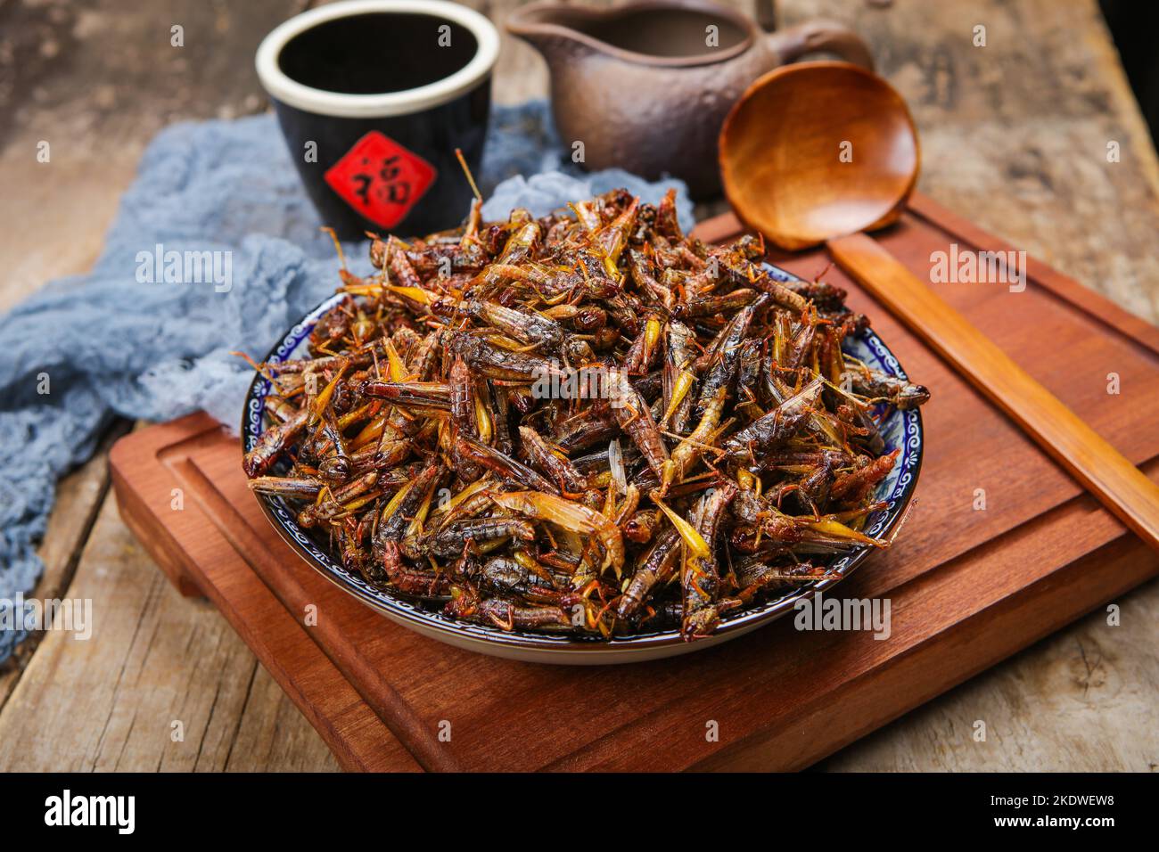 A plate of Fried grasshoppers Stock Photo - Alamy