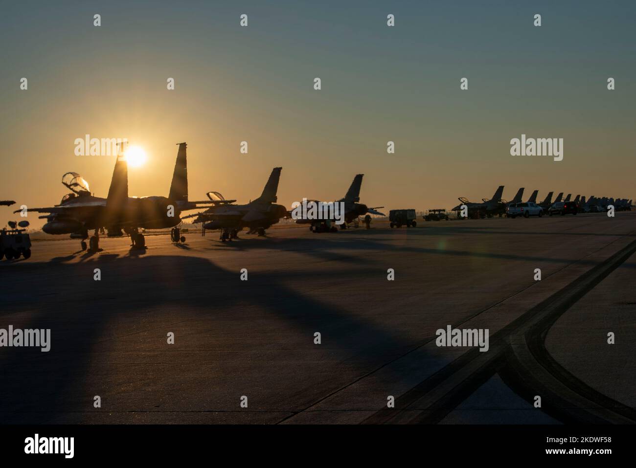 U.S. Air Force aircraft span the flight line during Checkered Flag 23-1 ...