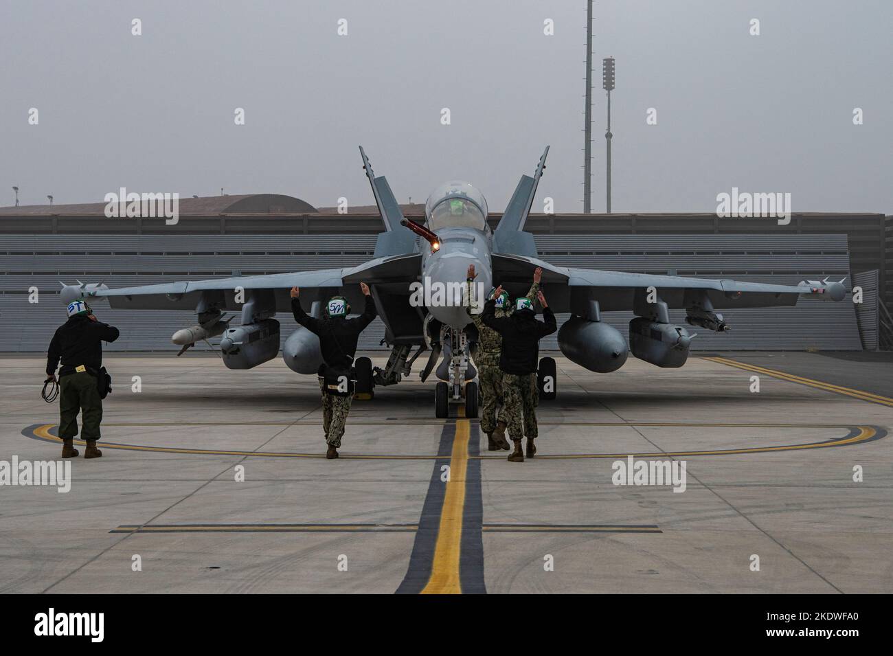 U.S. Navy Airmen assigned to the Electronic Attack Squadron (VAQ) 131 ...